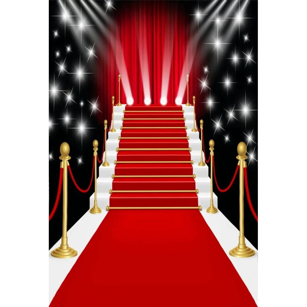 Glitter Stage Red Carpet Stair Star Photocall Backdrop Birthday Party ...