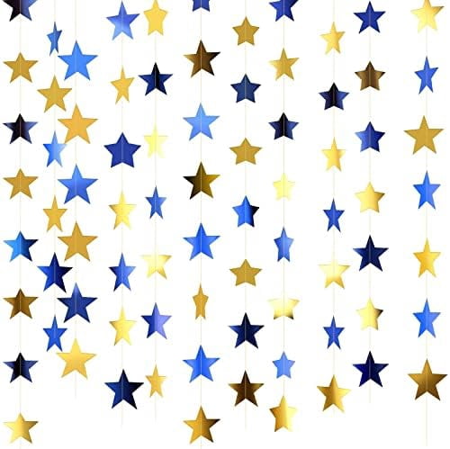 Glitter Star Garland Banner 2026 New Years Decor 130 Feet Star Hanging ...
