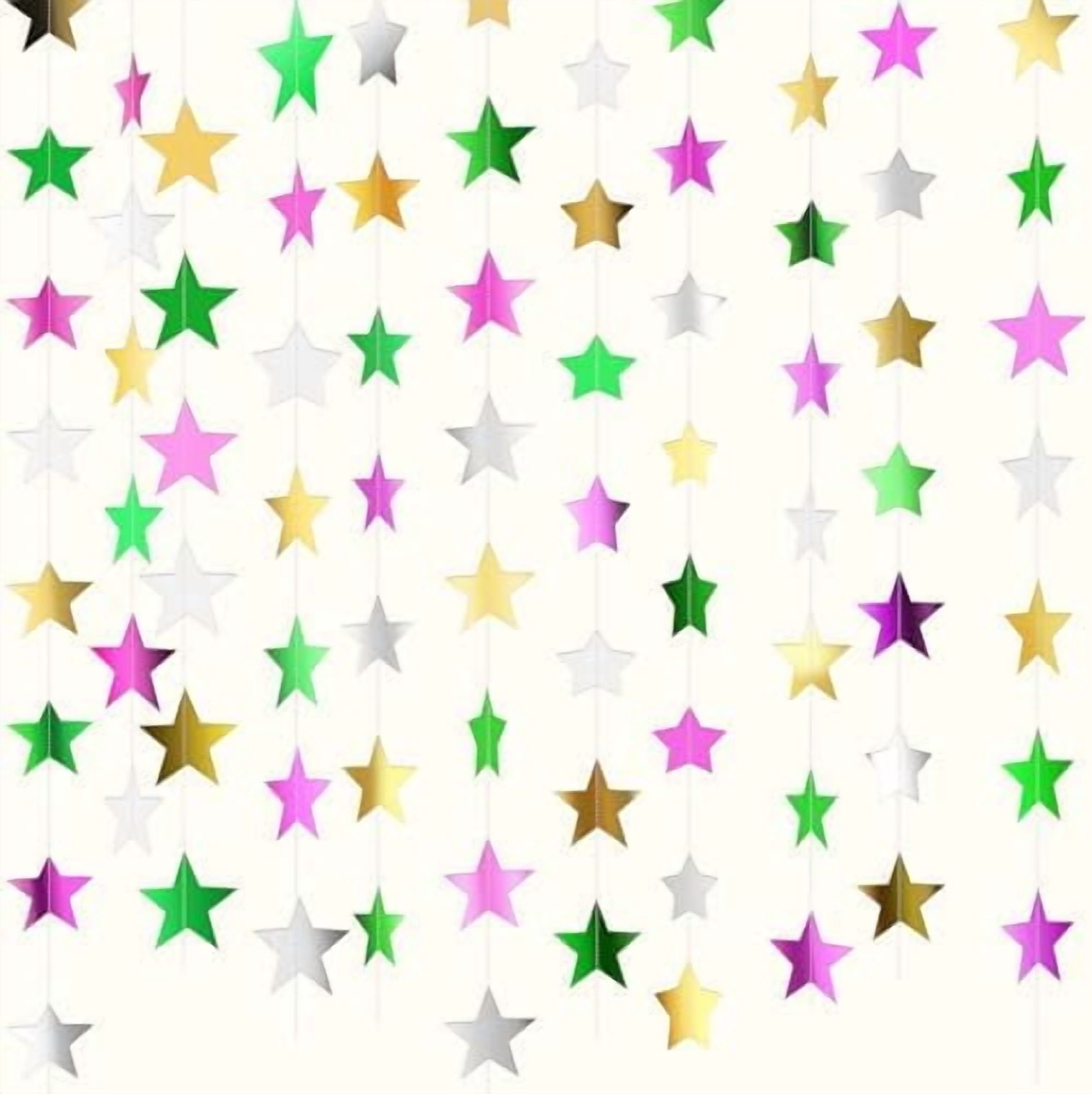 Glitter Star Garland Banner 2026 New Years Decor 130 Feet Star Hanging ...