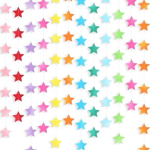 Glitter Star Garland Banner 2026 New Years Decor 130 Feet Star Hanging ...