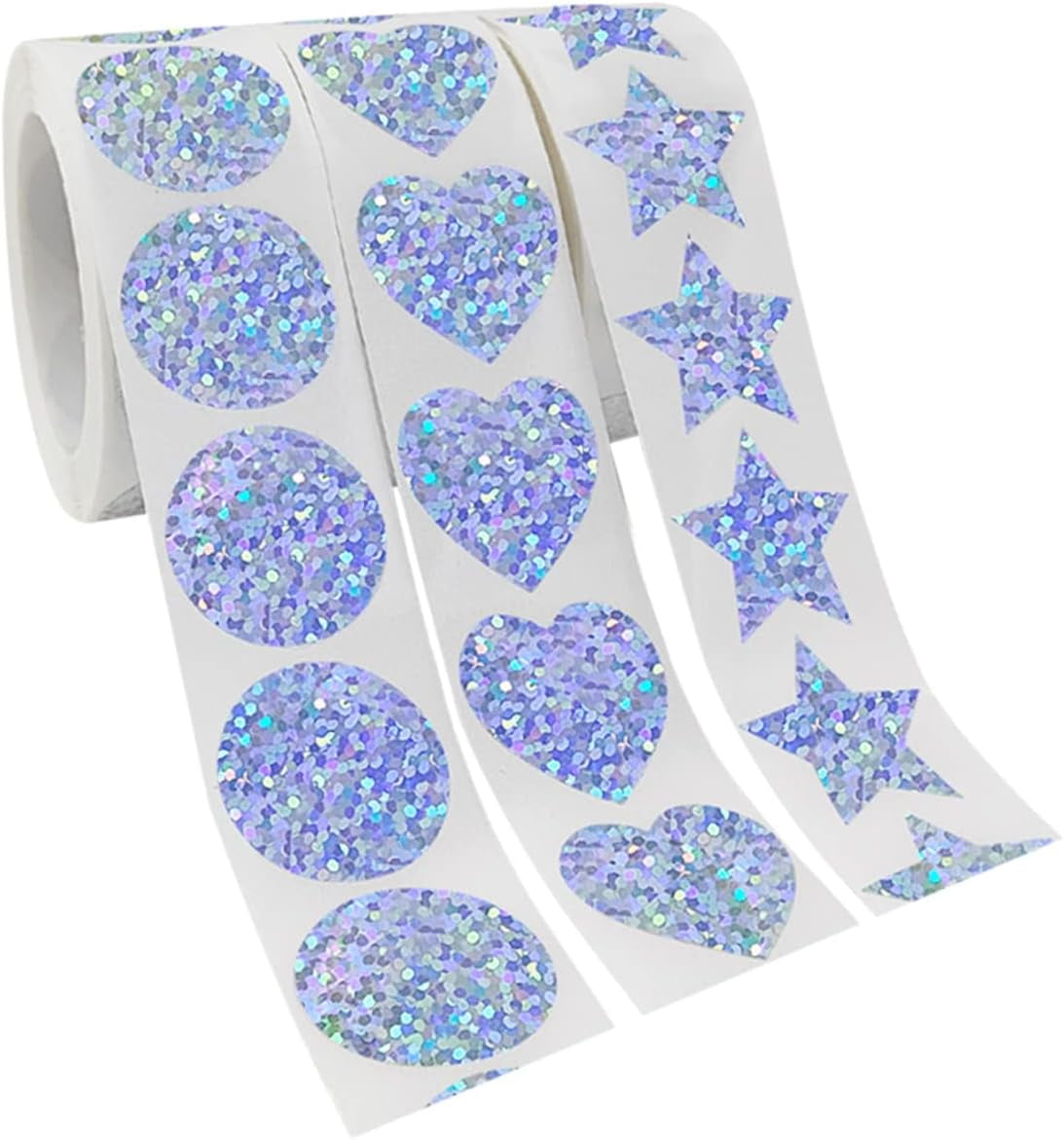 Glitter Star Stickers 3 Rolls of Heart Stickers Round Stickers ...