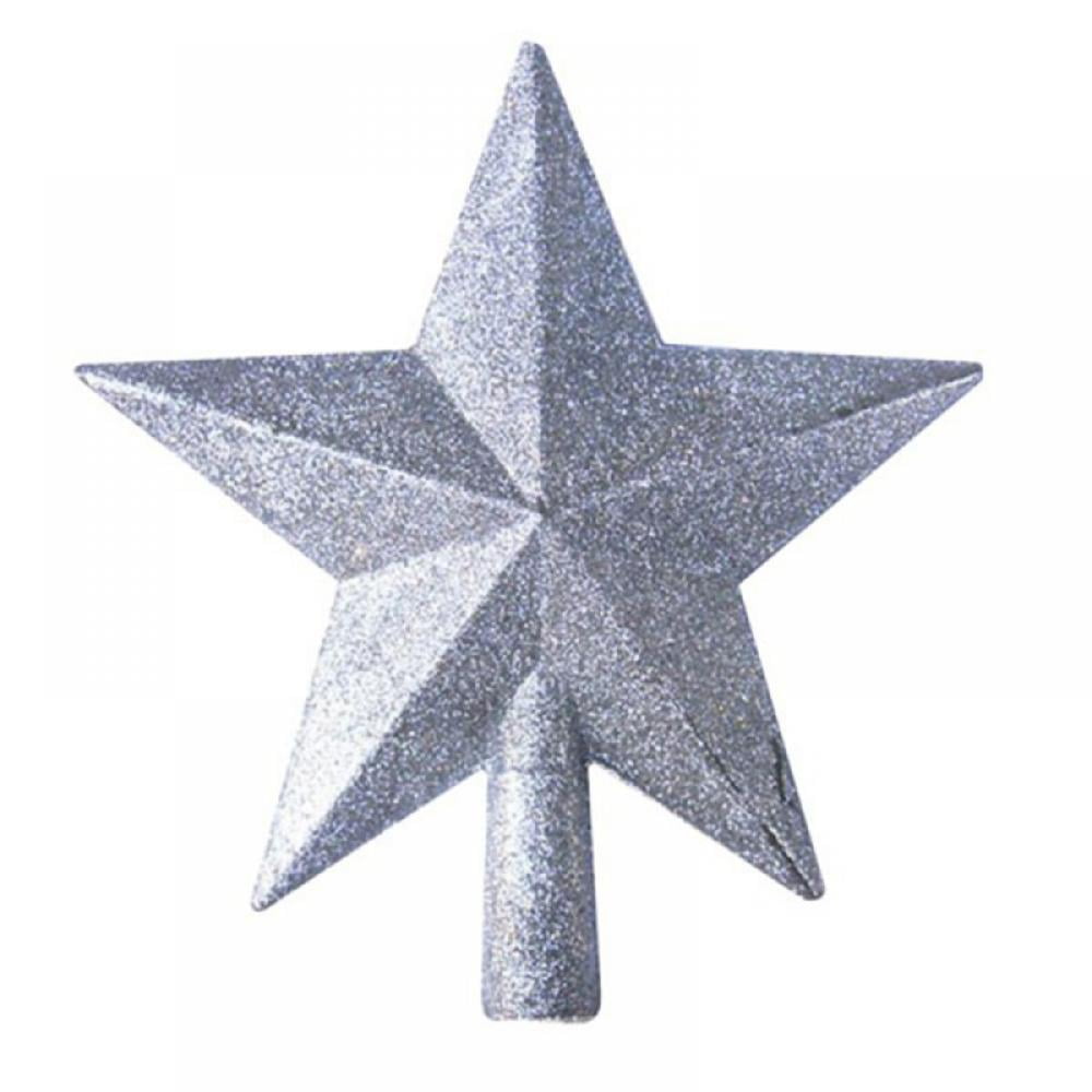 Glitter Star Tree Topper -8" Christmas Mini Silver Decorative Holiday ...