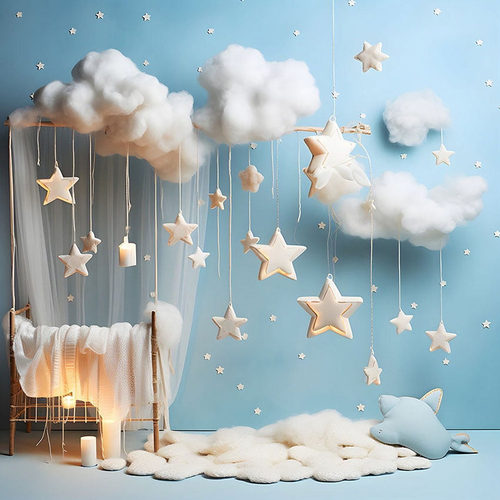 Glitter Stars Clouds Castle Flowers Birthday Newborn Baby Portrait r ...