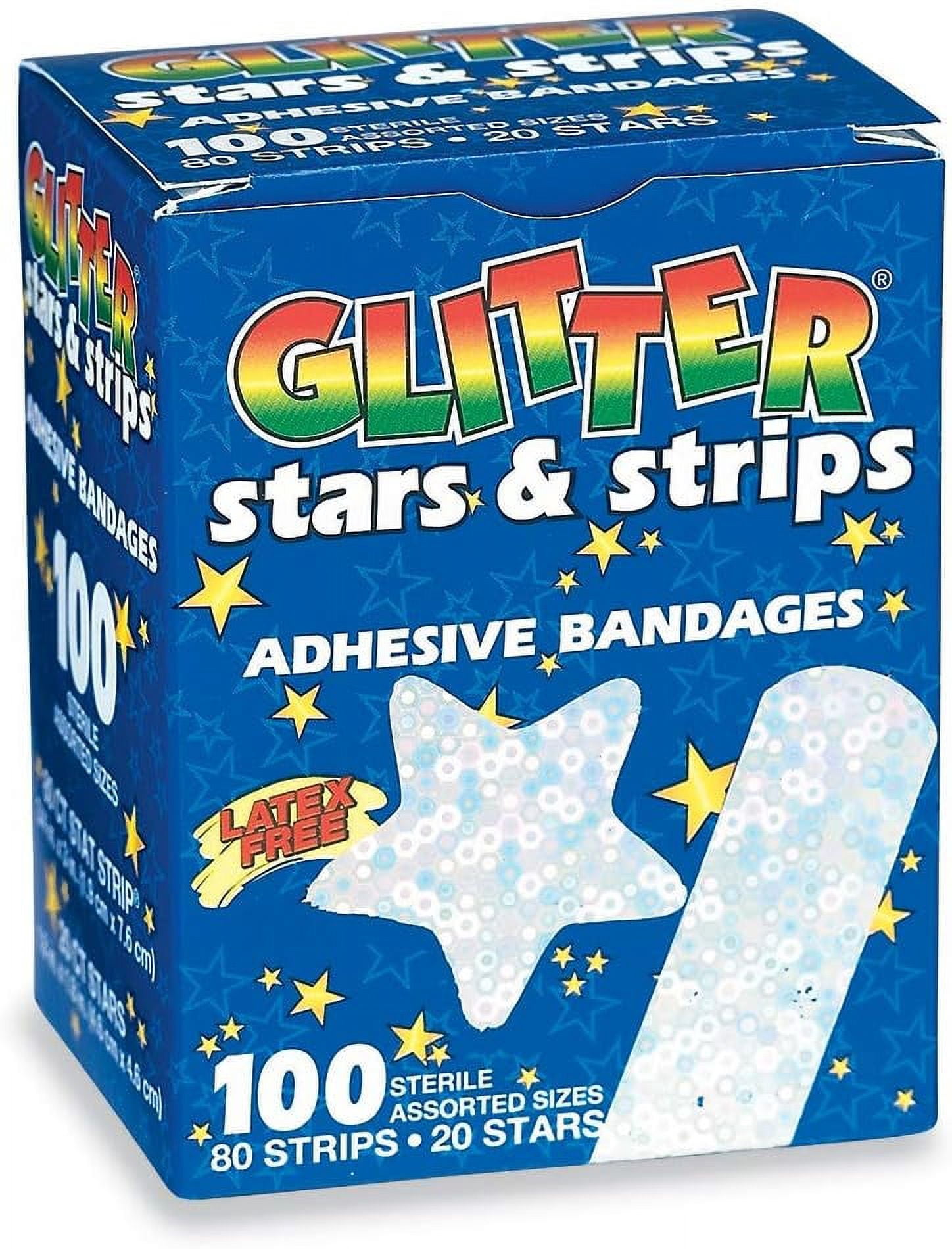 Glitter Stars & Strips, Assorted Sizes, Stat Strip, 100/bx (Pack of 2 ...