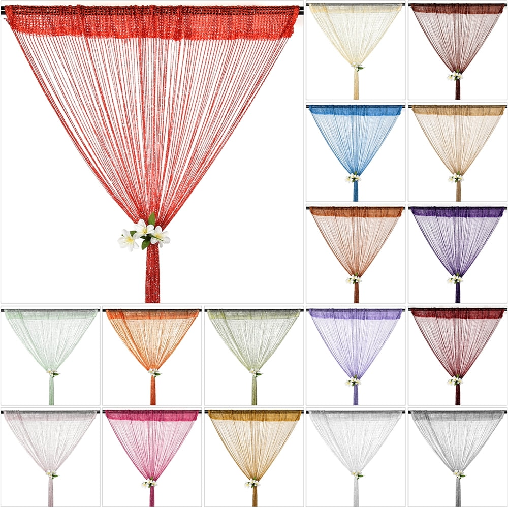 Glitter String Curtains, Silver Ribbon Thread Fringe Doorway Drapes ...