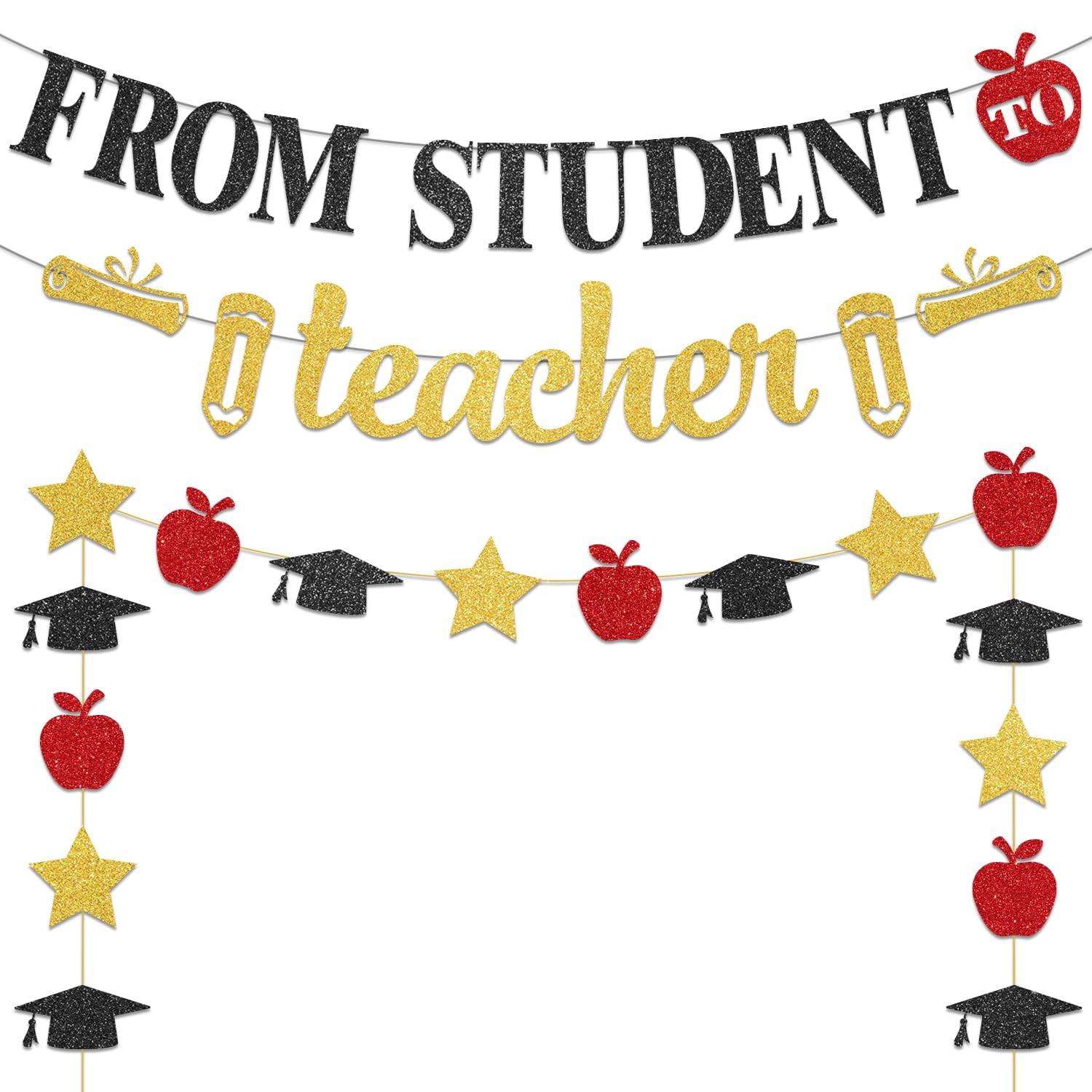 Glitter Teacher Graduation Party STF9 Banner Garland, Teacher from ...