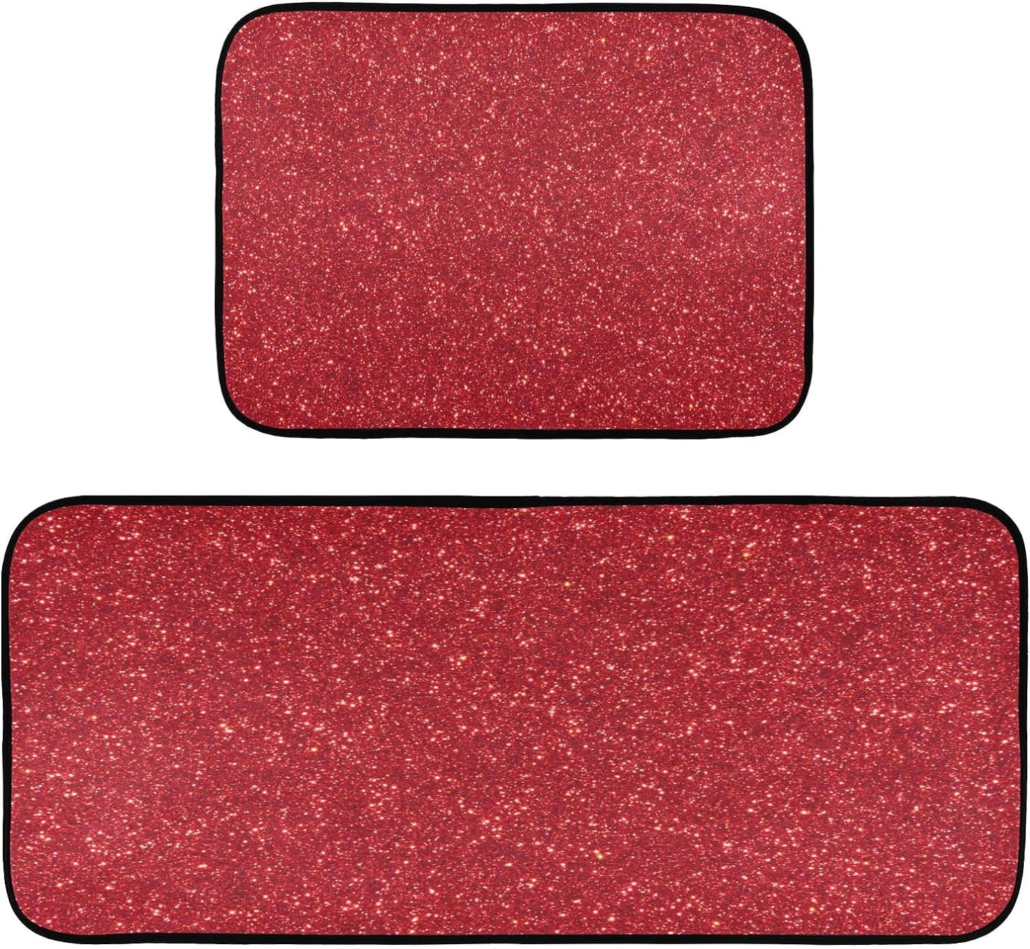 Glitter Texture Kitchen Rug, Set of 2 Decoration Non Skid Washable Soft ...