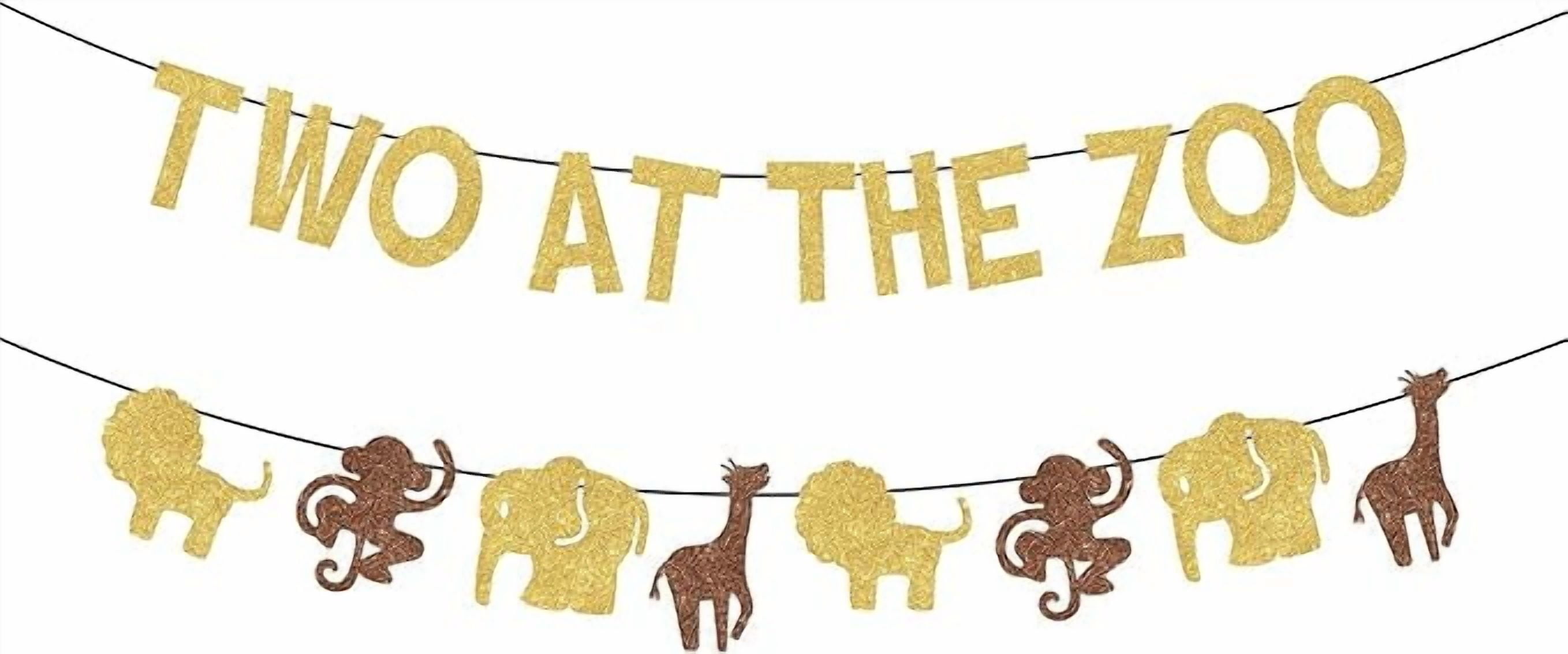 Glitter Two Wild Jungle Safari Theme Banner Two at the Zoo Banner ...