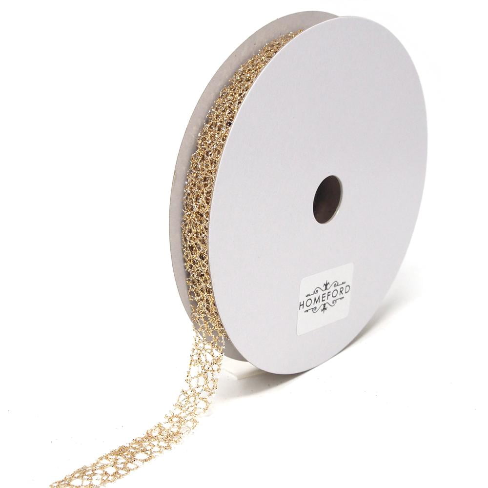 Glitter Web Mesh Ribbon, 5/8-Inch, 25 Yards, Champagne - Walmart.com