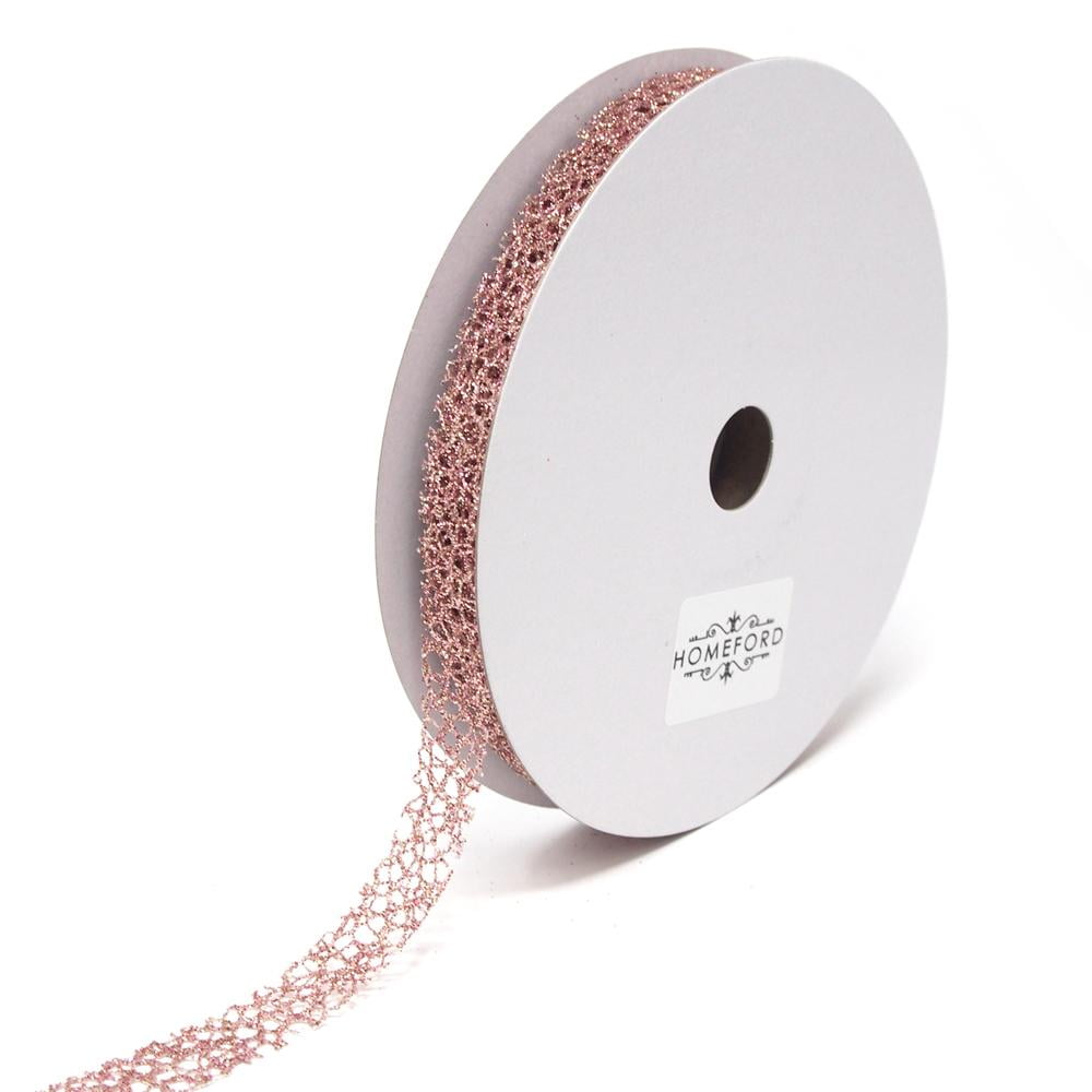 Glitter Web Mesh Ribbon, 5/8-Inch, 25 Yards, Rose Gold - Walmart.com