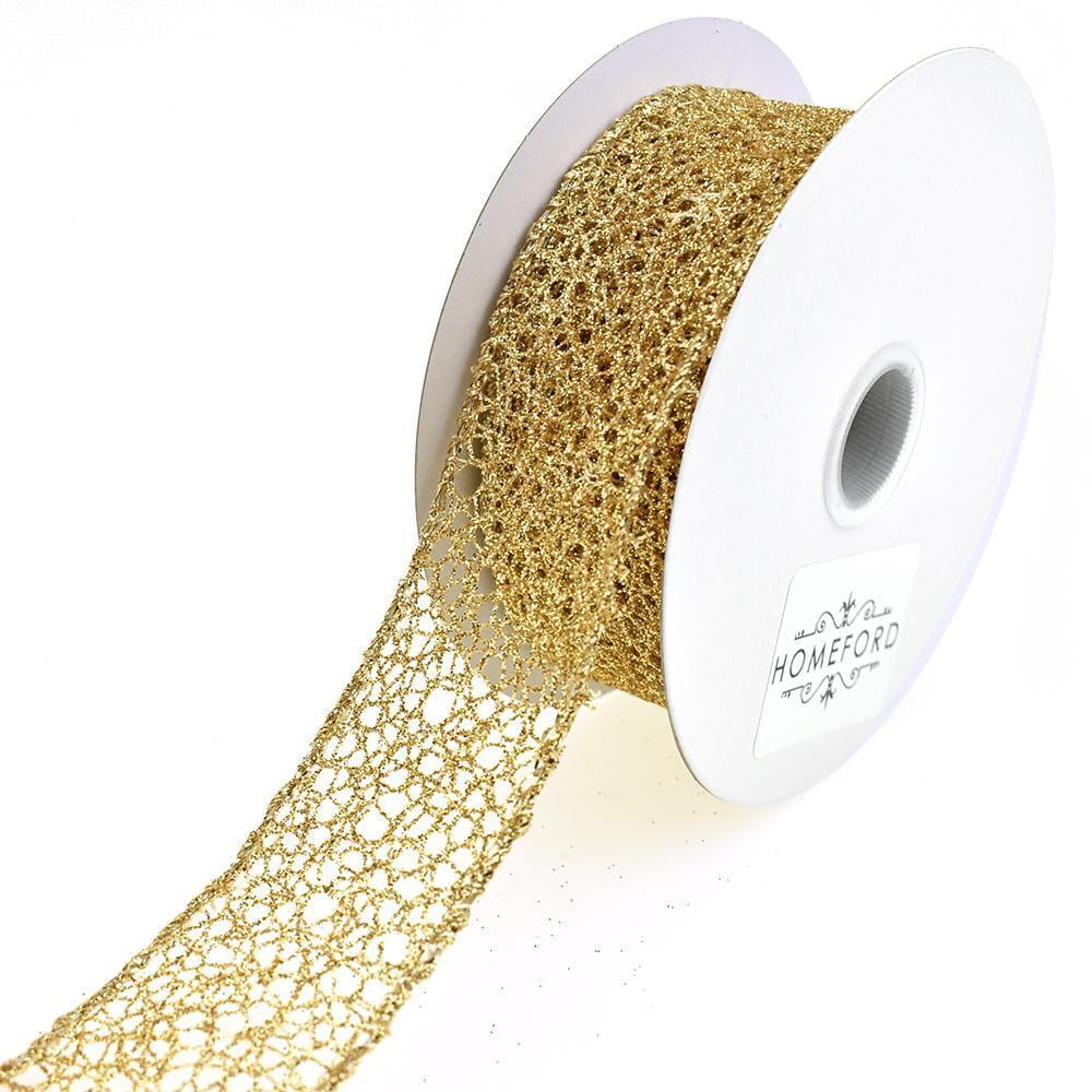 Glitter Webbing Wired Ribbon, Gold, 1-1/2-Inch, 10-Yard - Walmart.com