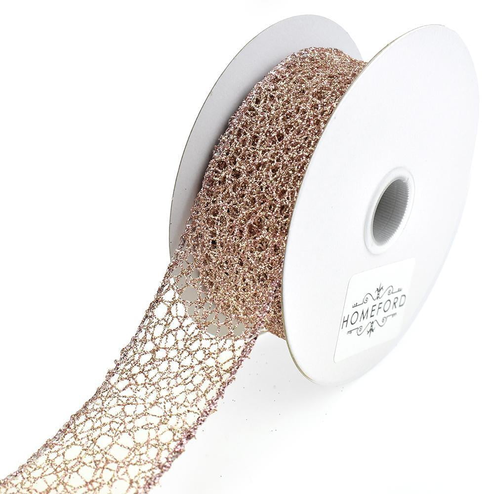Glitter Webbing Wired Ribbon, Rose Gold, 1-1/2-Inch, 10-Yard - Walmart.com