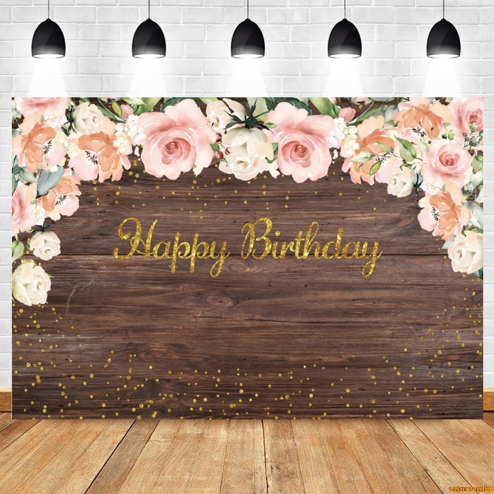 Glitter Wood Photography Backdrop Happy Birthaday Party Wedding Baby ...