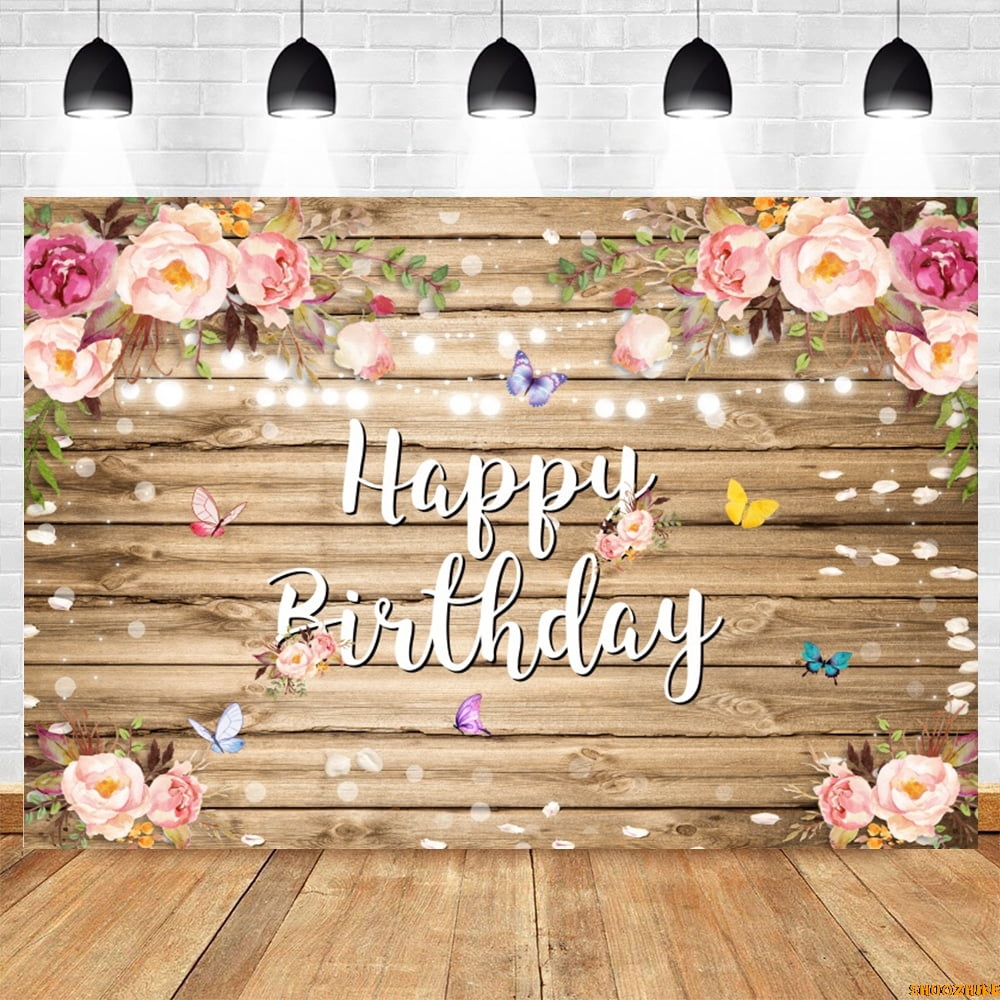 Glitter Wood Photography Backdrop Happy Birthaday Party Wedding Baby ...