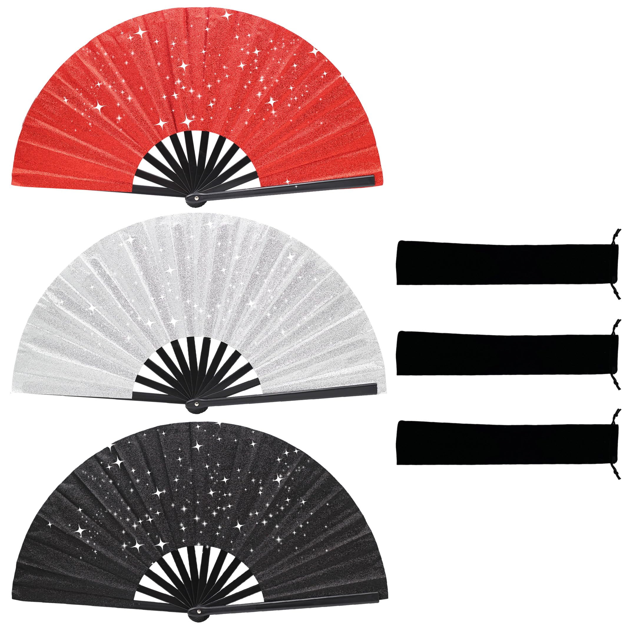 Glitter bling Large Folding Fan-Hand Fan Rave Clack Fan for Line ...