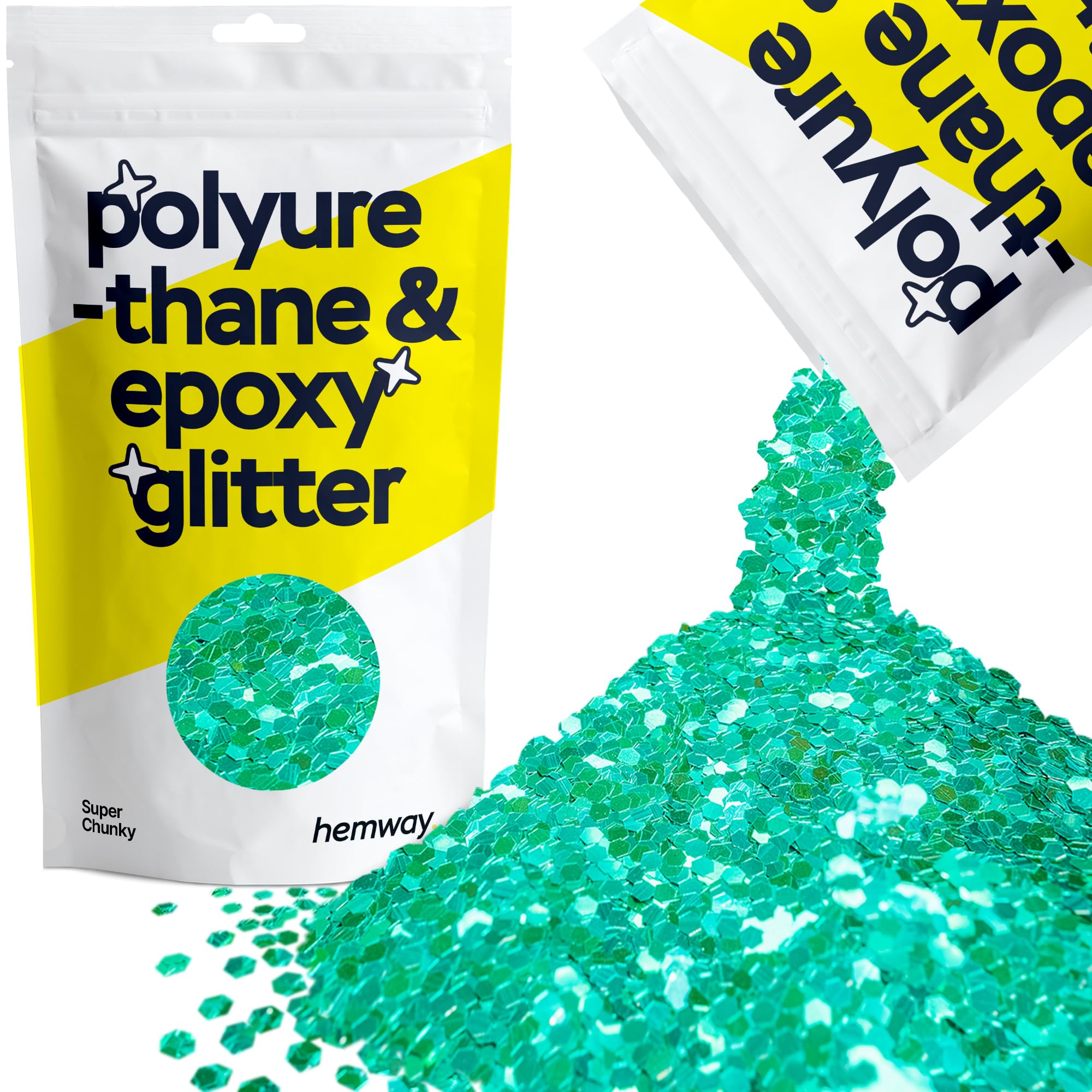 Hemway Glitter for Resin 100g Turquoise Blue Metallic Crystals for ...