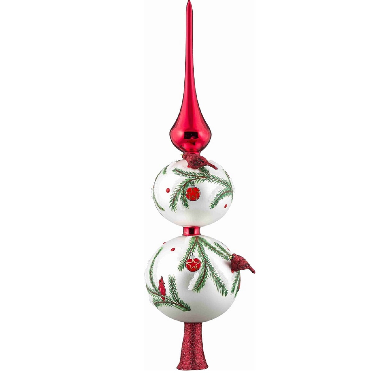 Glitterazzi Red Cardinal Bird Finial Polish Glass Christmas Tree Topper ...