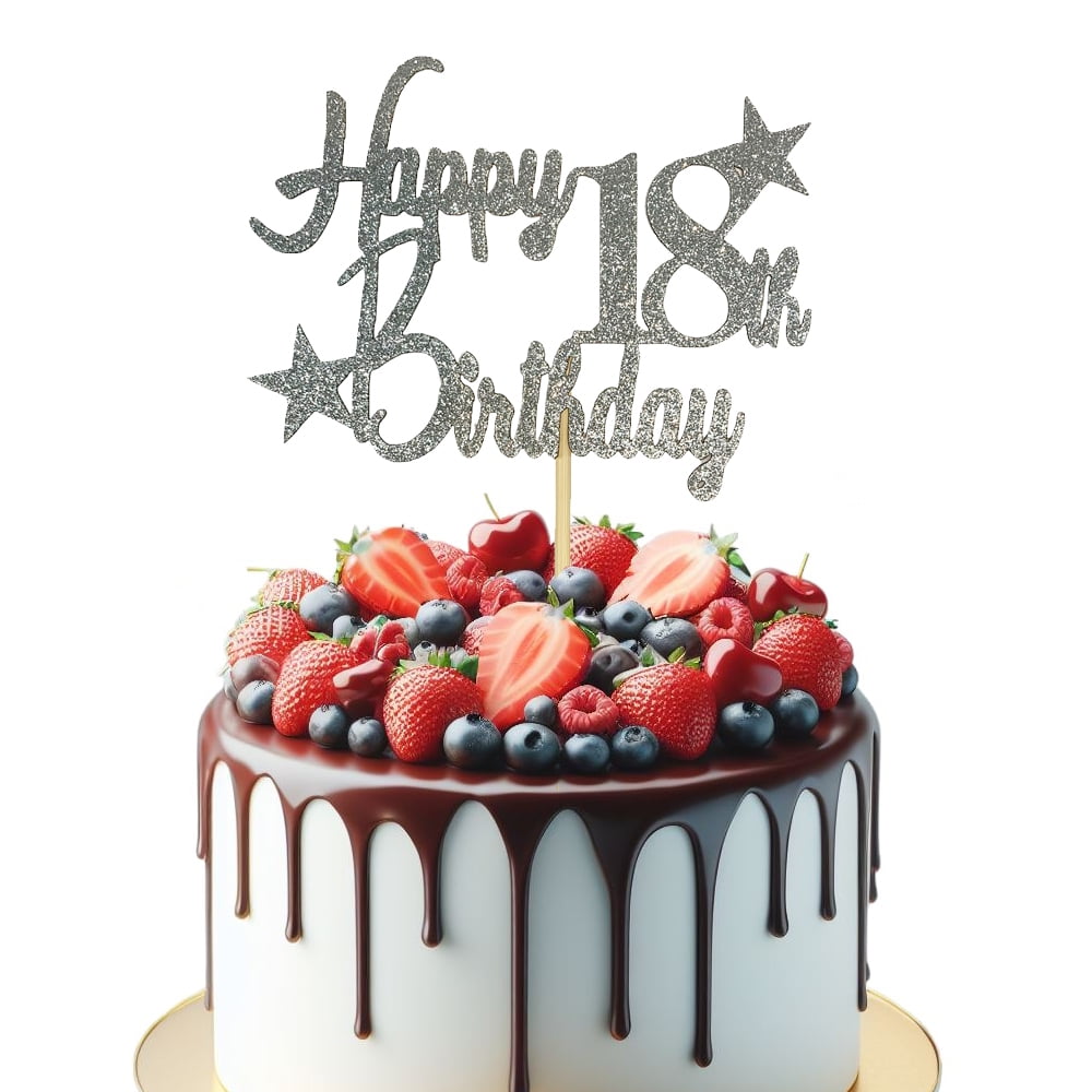 Glittered Elegance Happy 18th Birthday Glittered Cake Topper - Party ...
