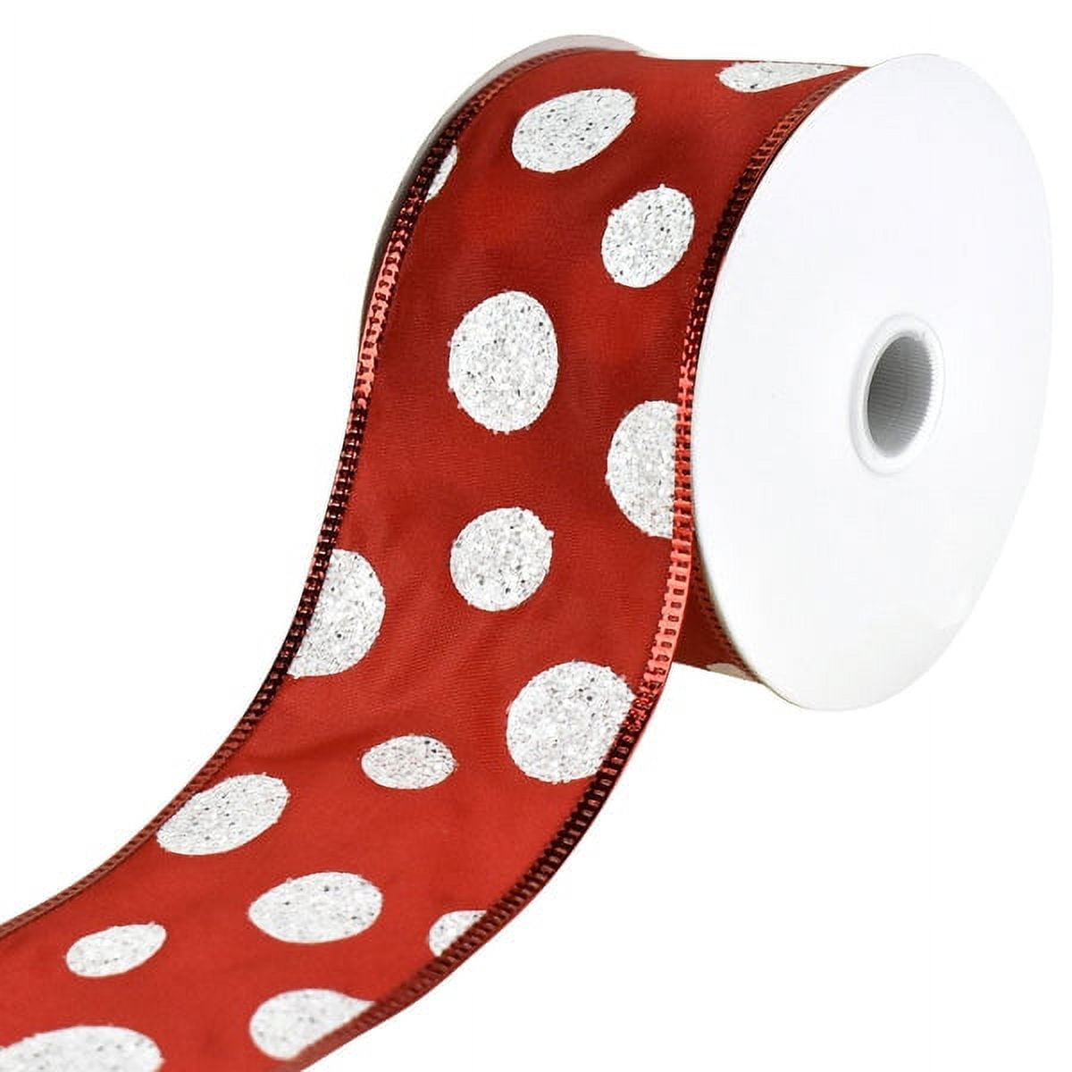 Glittered Jumbo Polka Dots Satin Wired Ribbon, 2-1/2-Inch, 10-Yard ...