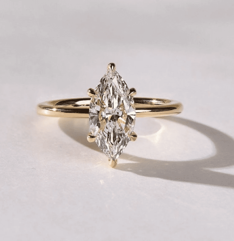 Glittering 6 Prong Diamond Ring Marquise Cut Solitaire Ring Engagement ...