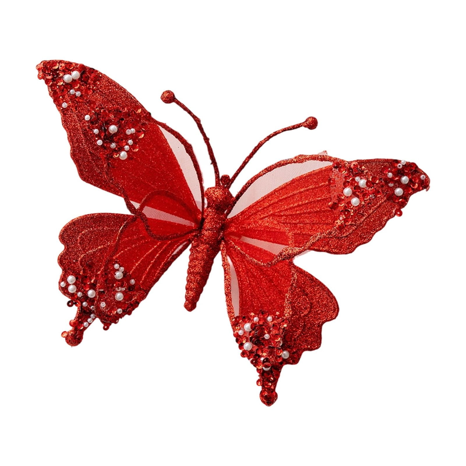 Glittering Butterfly Christmas Decoration Shatter Resistant Plastic ...