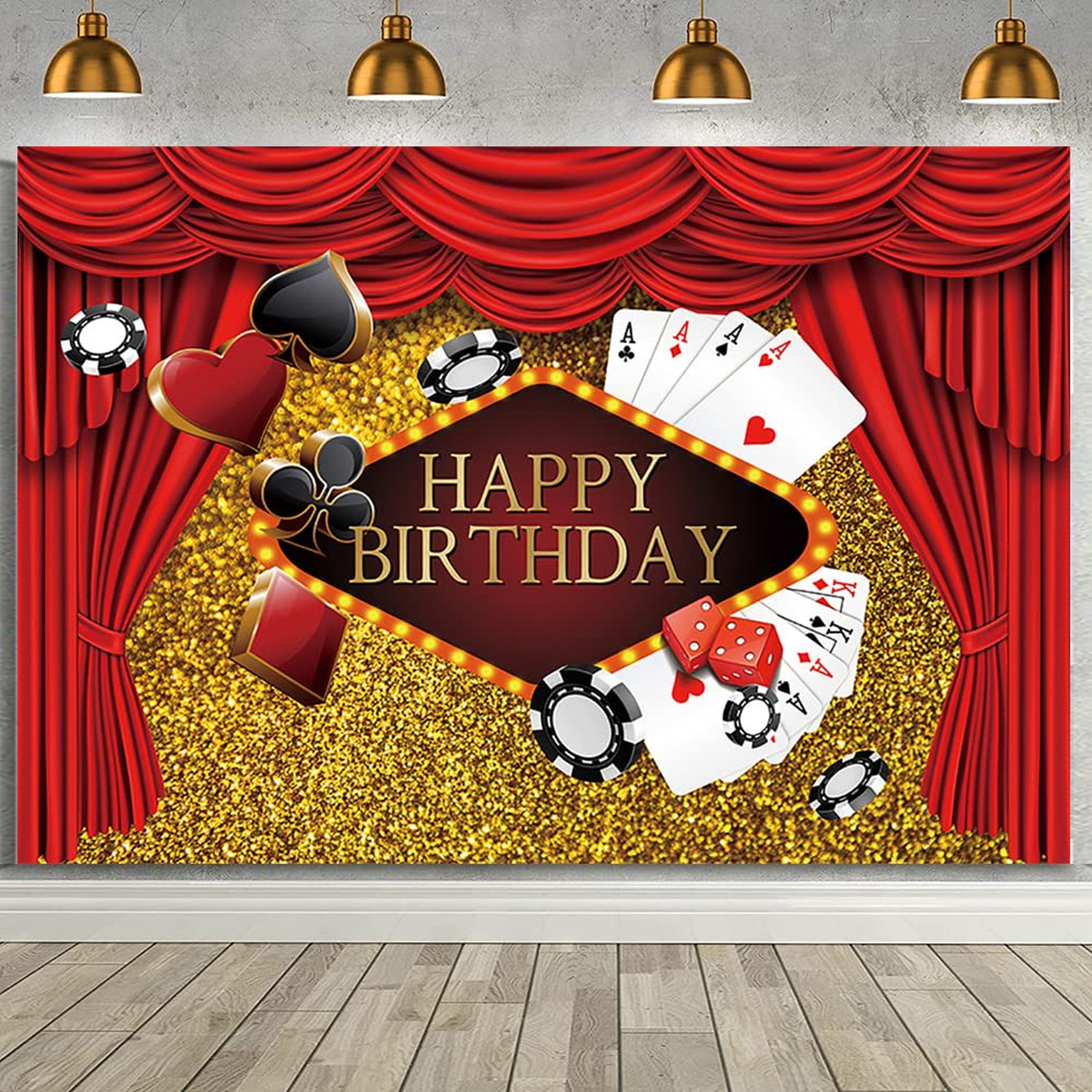 Glittering Casino Celebration Backdrop for Poker Night Birthday Party ...