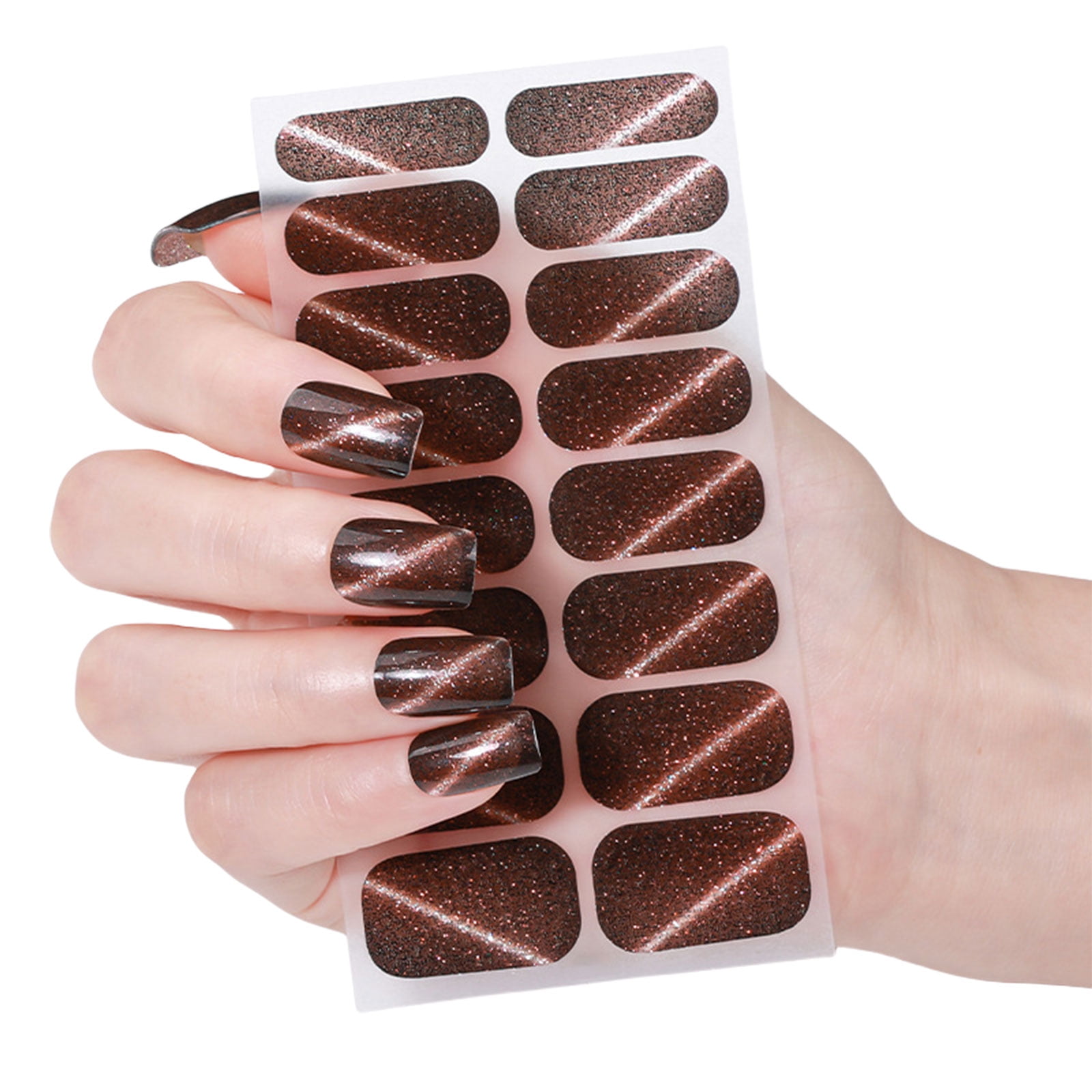 Glittering Gels Nails Strips Cats Eye Gels Nails Stickers Waterproof ...