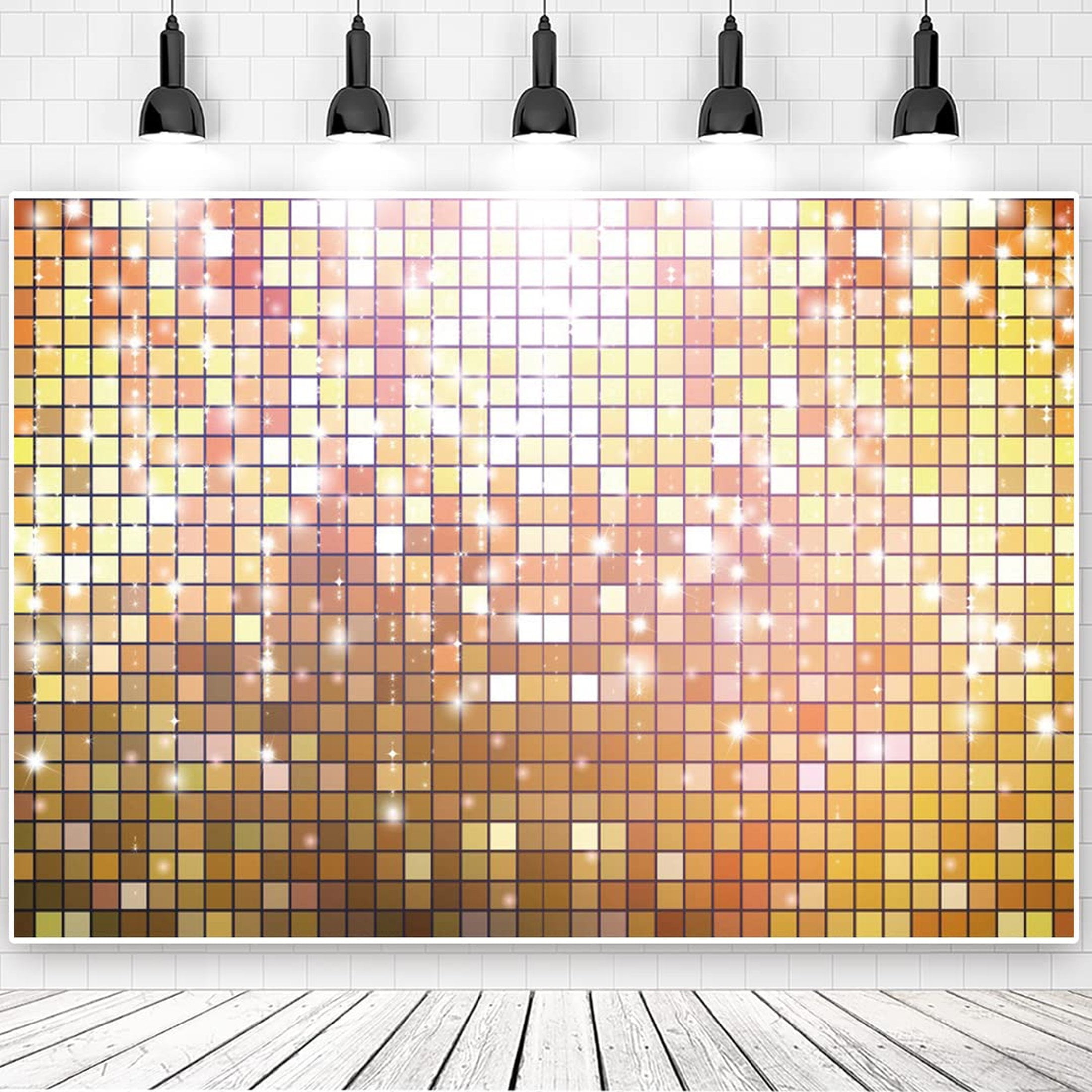 Glittering Gold Checker Backdrop for Disco Parties - Shiny Photography ...