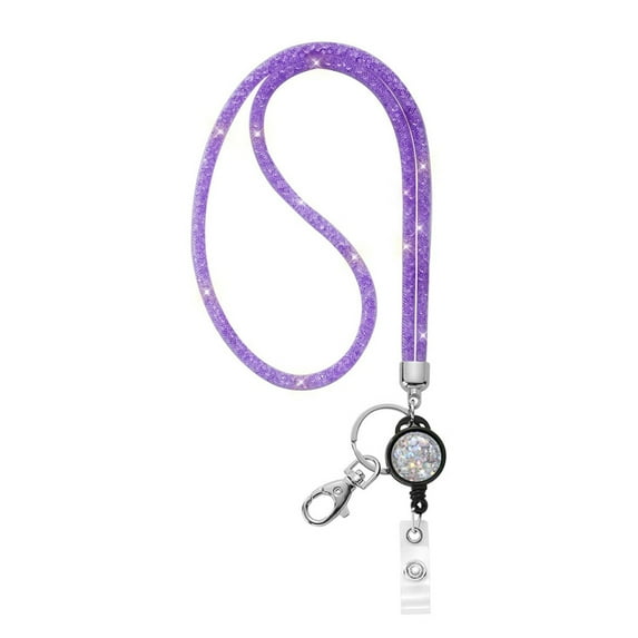 Glittering Lanyard Necklace For Key & Badge Card Holder Retractable ...