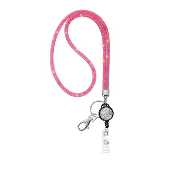 Glittering Lanyard Necklace For Key & Badge Card Holder Retractable ...
