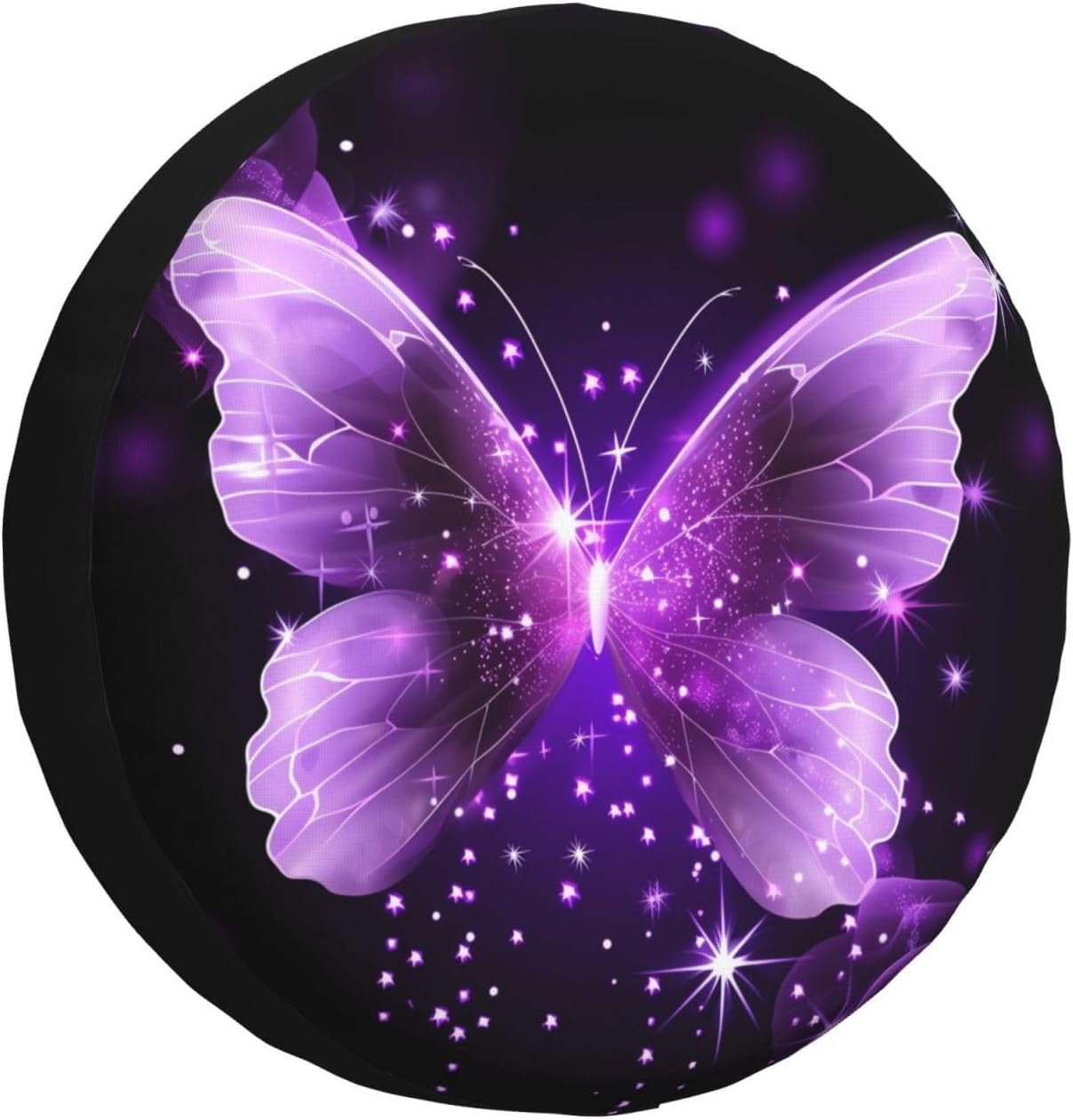 Glittering Purple Butterfly Spare Tire Cover For Rv Trailer Cute