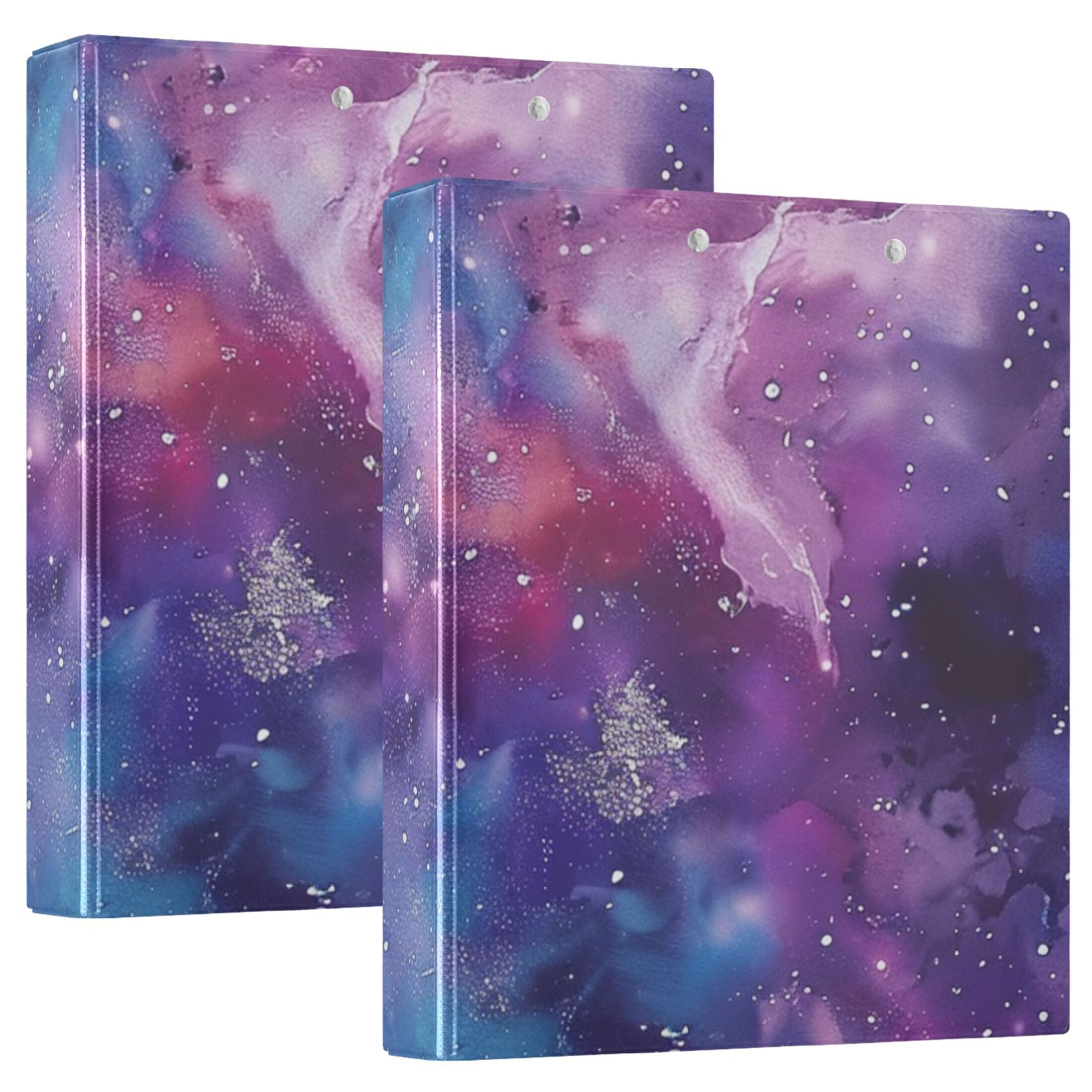 Glittering Purple Galaxy Hardcover 3 Ring Binder 1.5 inch Round Rings ...