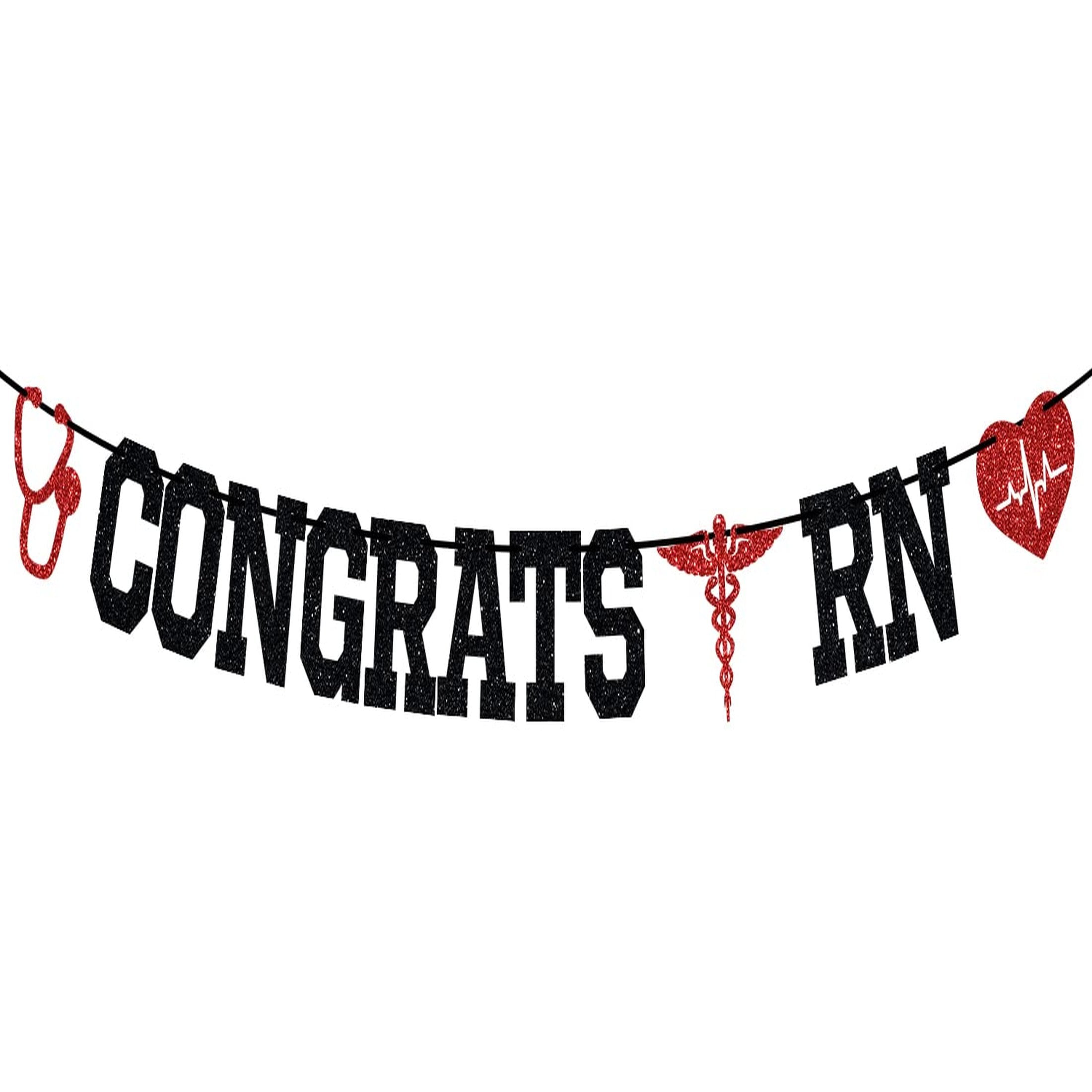 Glittering RN Congrats Banner - Nursing School Graduation Party ...