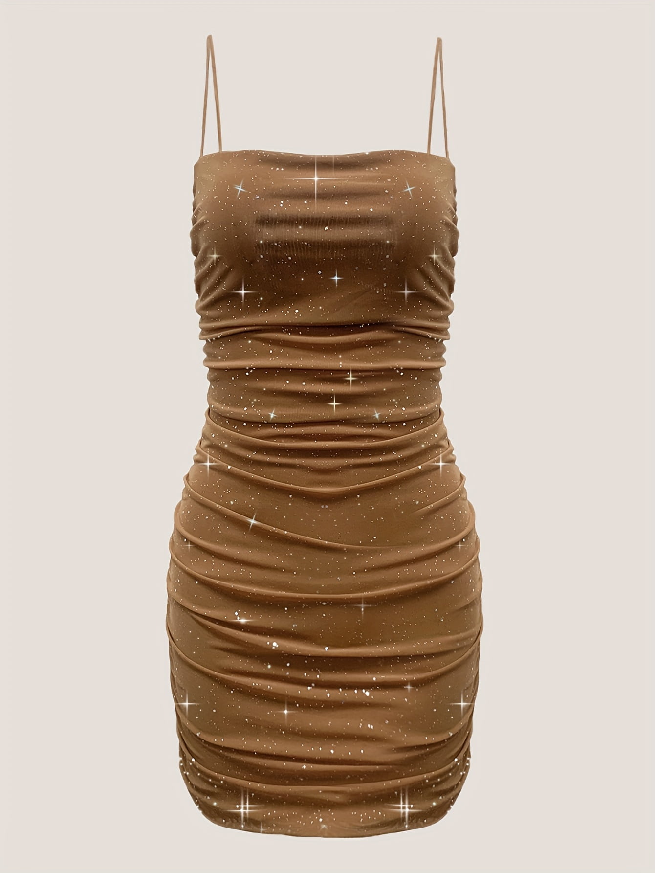 Glittering Sequin Cocktail Dress Figure Hugging Spaghetti Straps Essential For Party