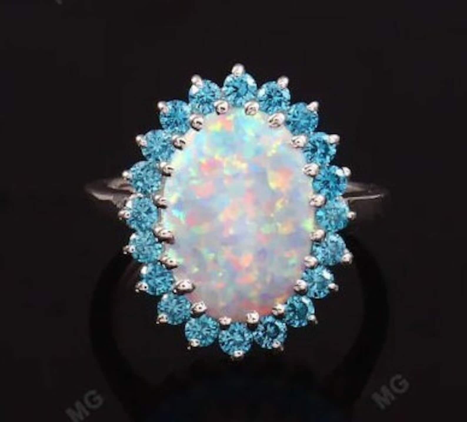 GlitteringGemsStore Handmade 925 Sterling Silver Opal Blue Topaz ...