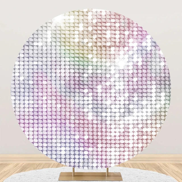 Glitters Light Round Backdrop Cover Gold Silver Shiny Wedding Birthday ...