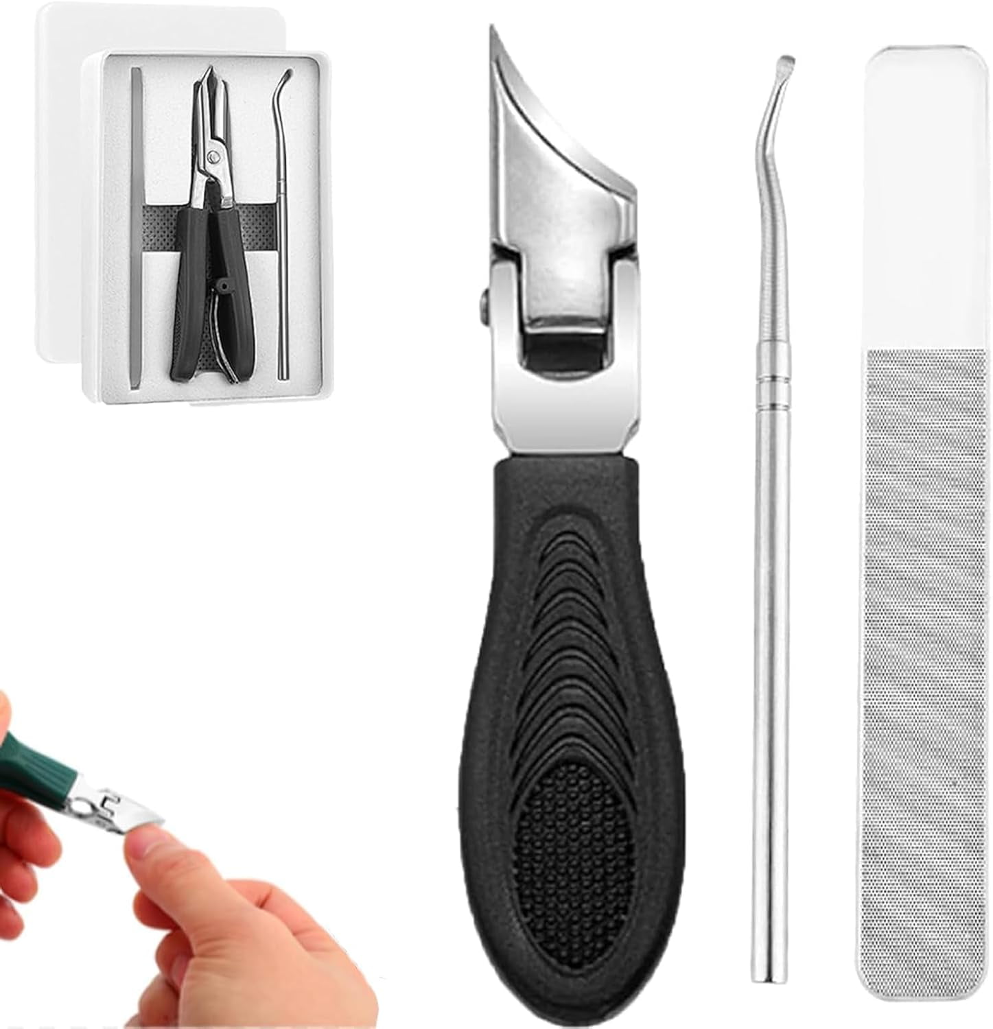 Glitterto Eagle Beak Angled Nail Clippers 3-Piece Set, Precision Nail ...