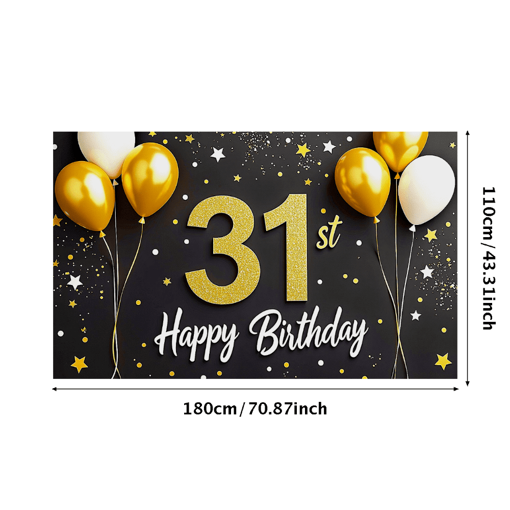 Glittery 31st Birthday Background Banner with Balloons and Stars Party ...