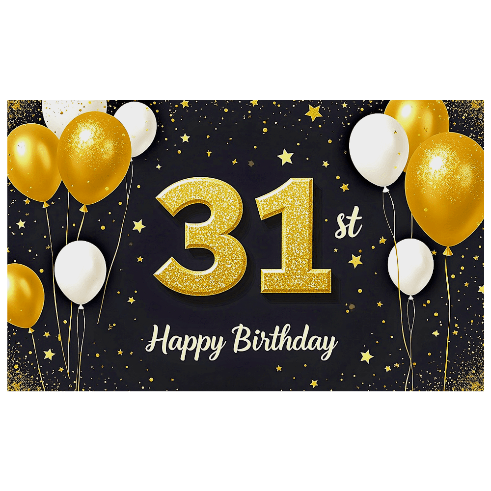 Glittery 31st Birthday Background Banner with Balloons and Stars Party ...