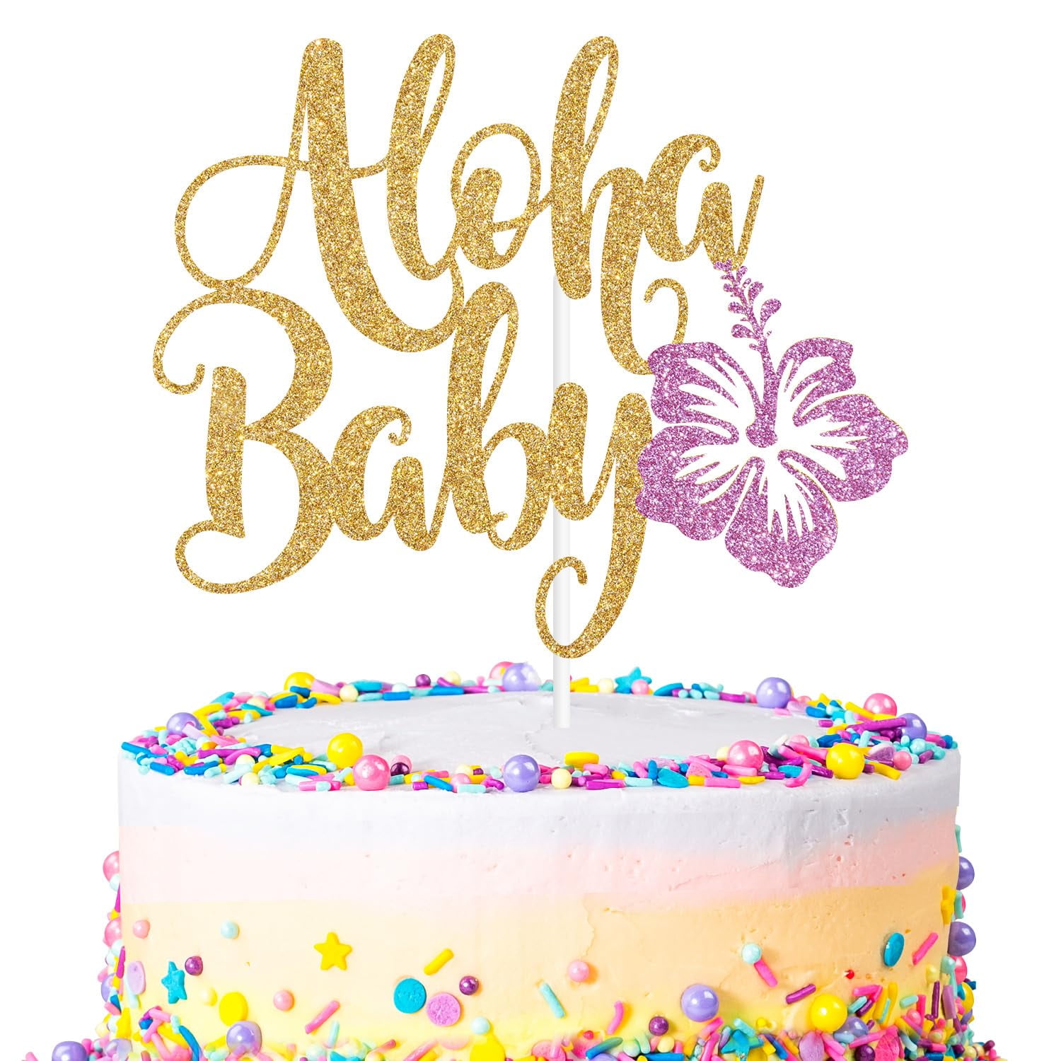 Glittery Aloha BabyTRDN Cake Topper, Oh Baby, Welcome Baby, Hawaiian ...