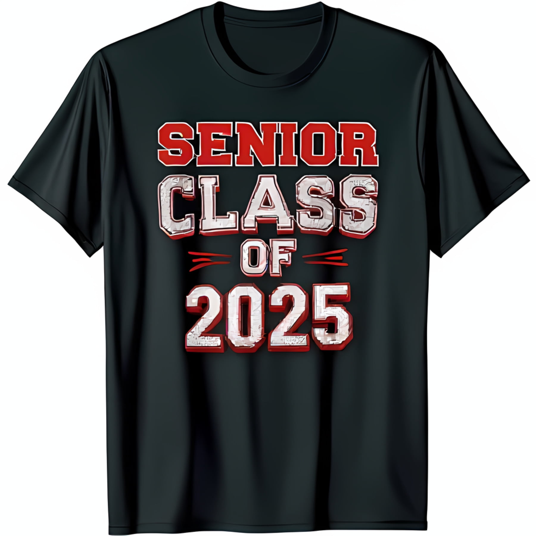 Glittery Black T-Shirt for Seniors Class of 2025 Graphic Design ...