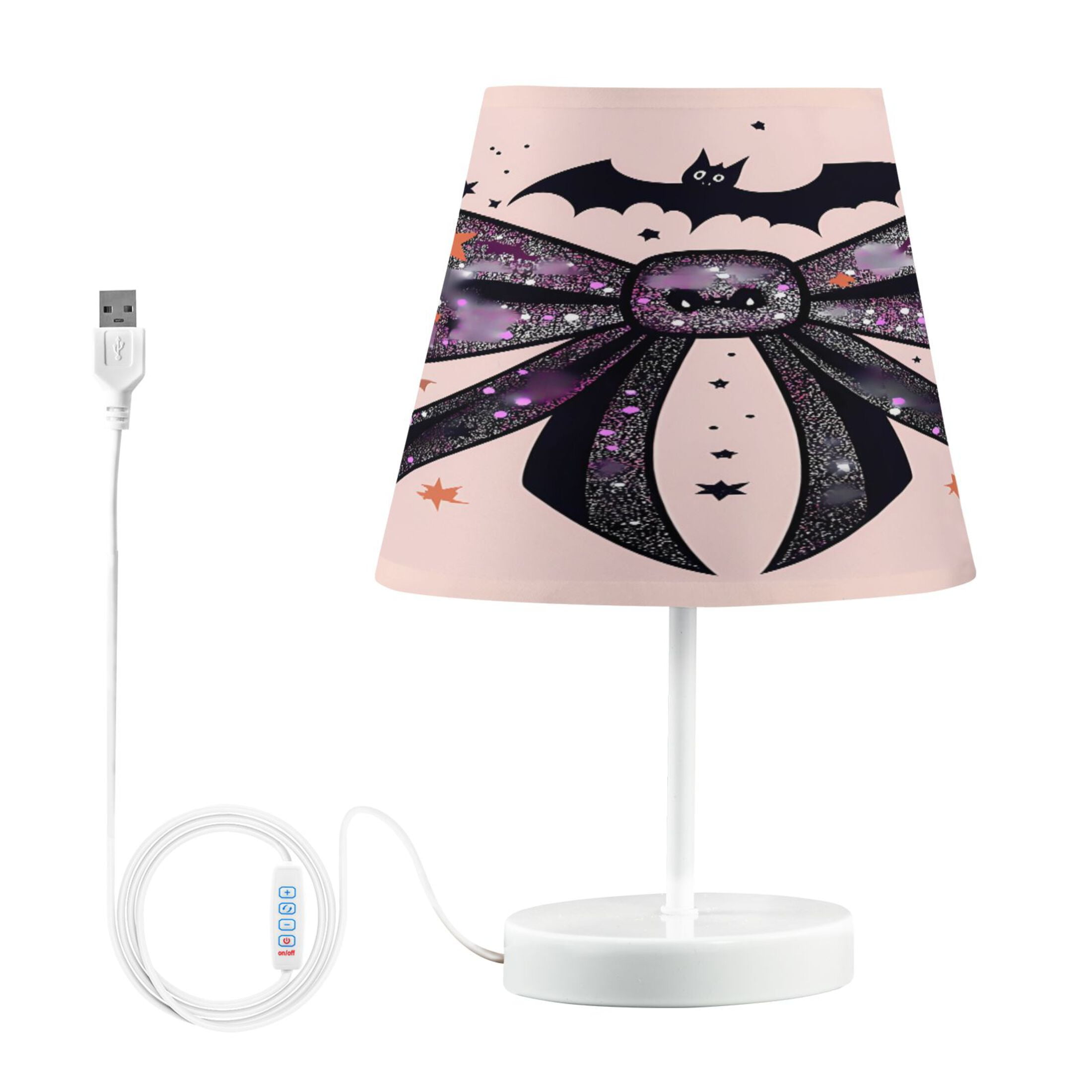 Glittery Bow with Bats Desk Lamp LED Table Nightstand Lamps with 3 ...