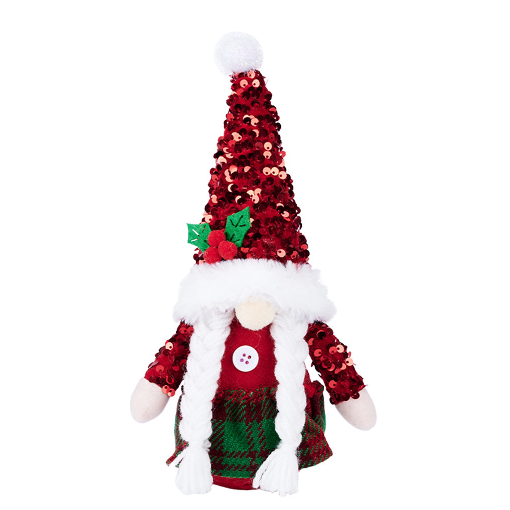 Glittery Christmas Gnomes Plush Décor Red and Green Sequins Nisse ...