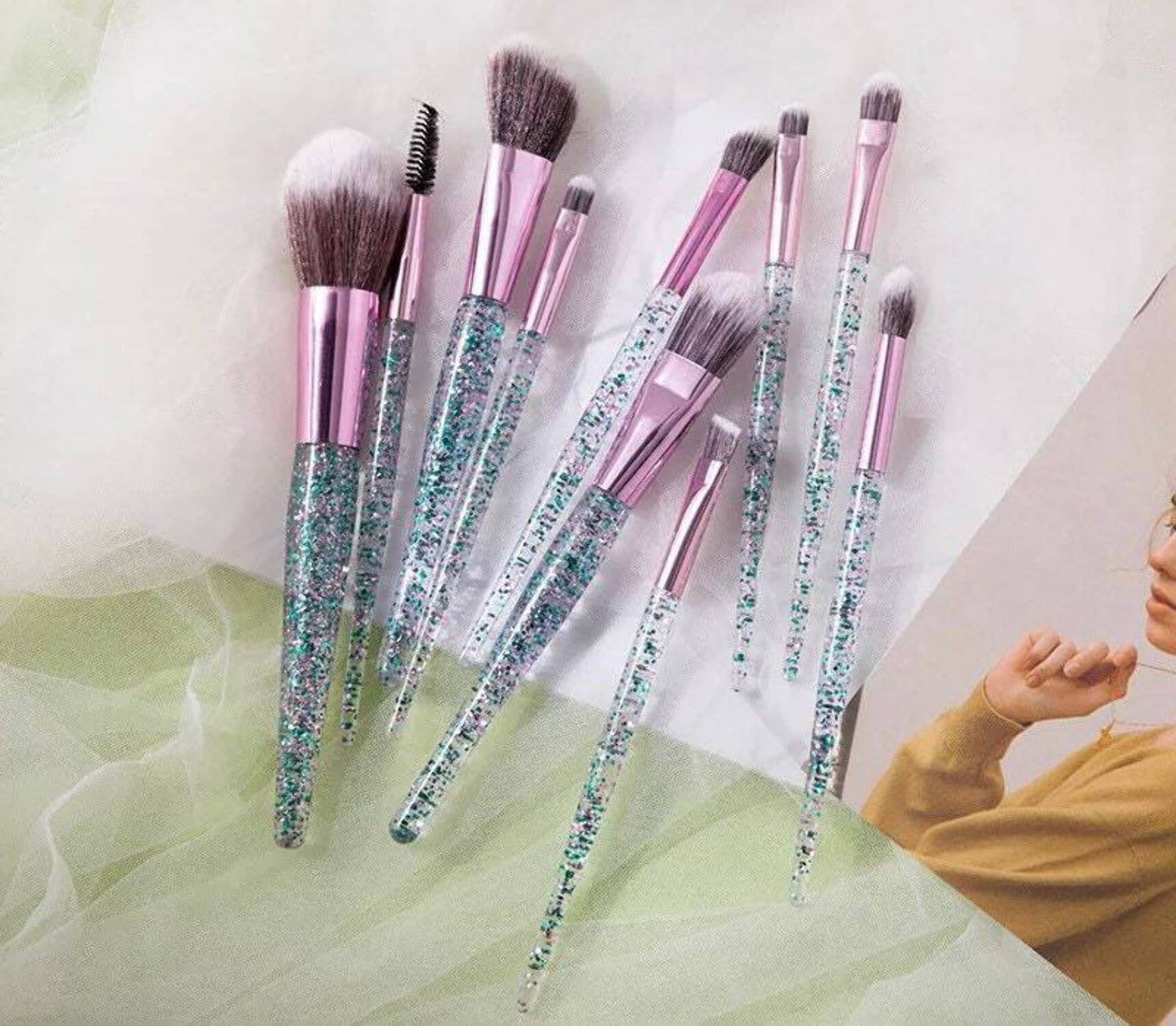 Glittery Glam Cosmetic Makeup Brush Set - Walmart.com