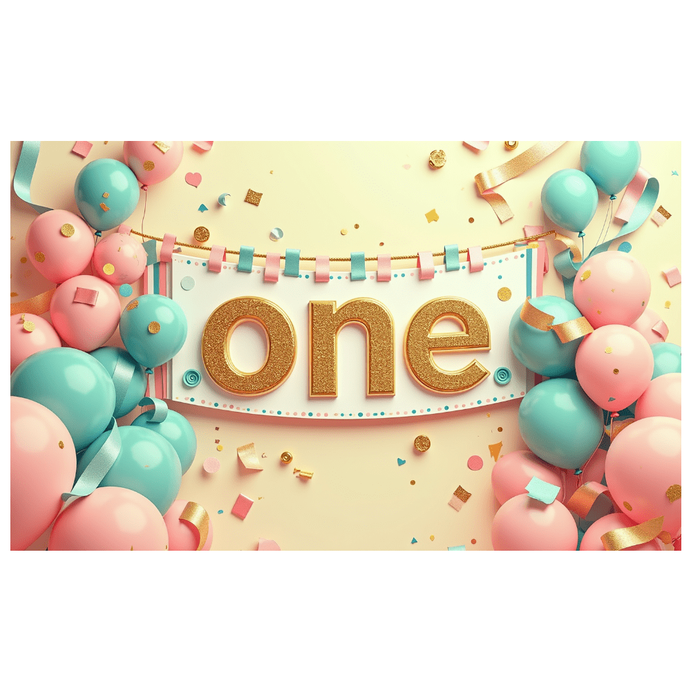 Glittery Gold One Letter Banner for First Birthday Party Backdrop Party ...