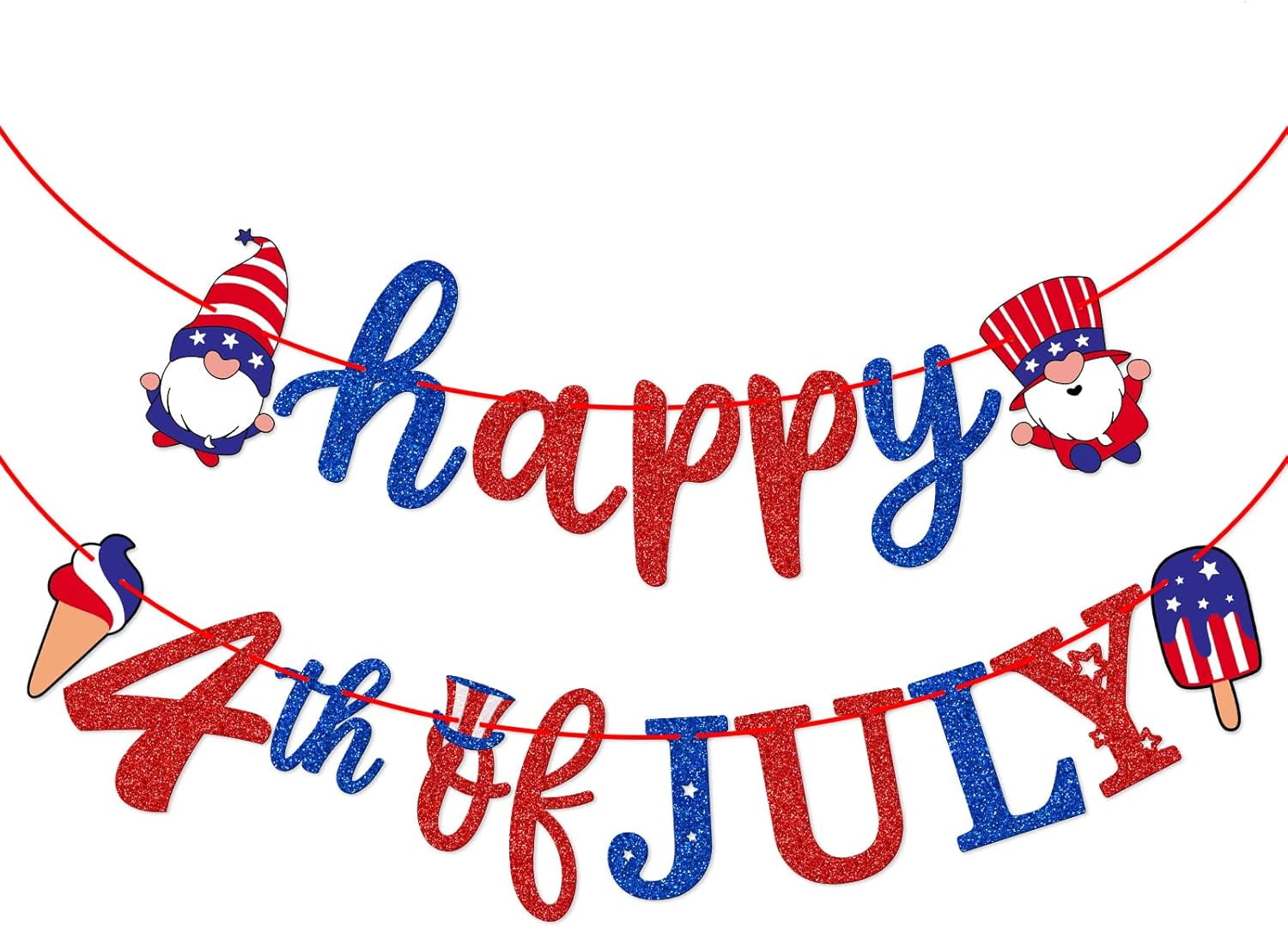 Glittery Happy 4th Of July Banner Premium Independence Day