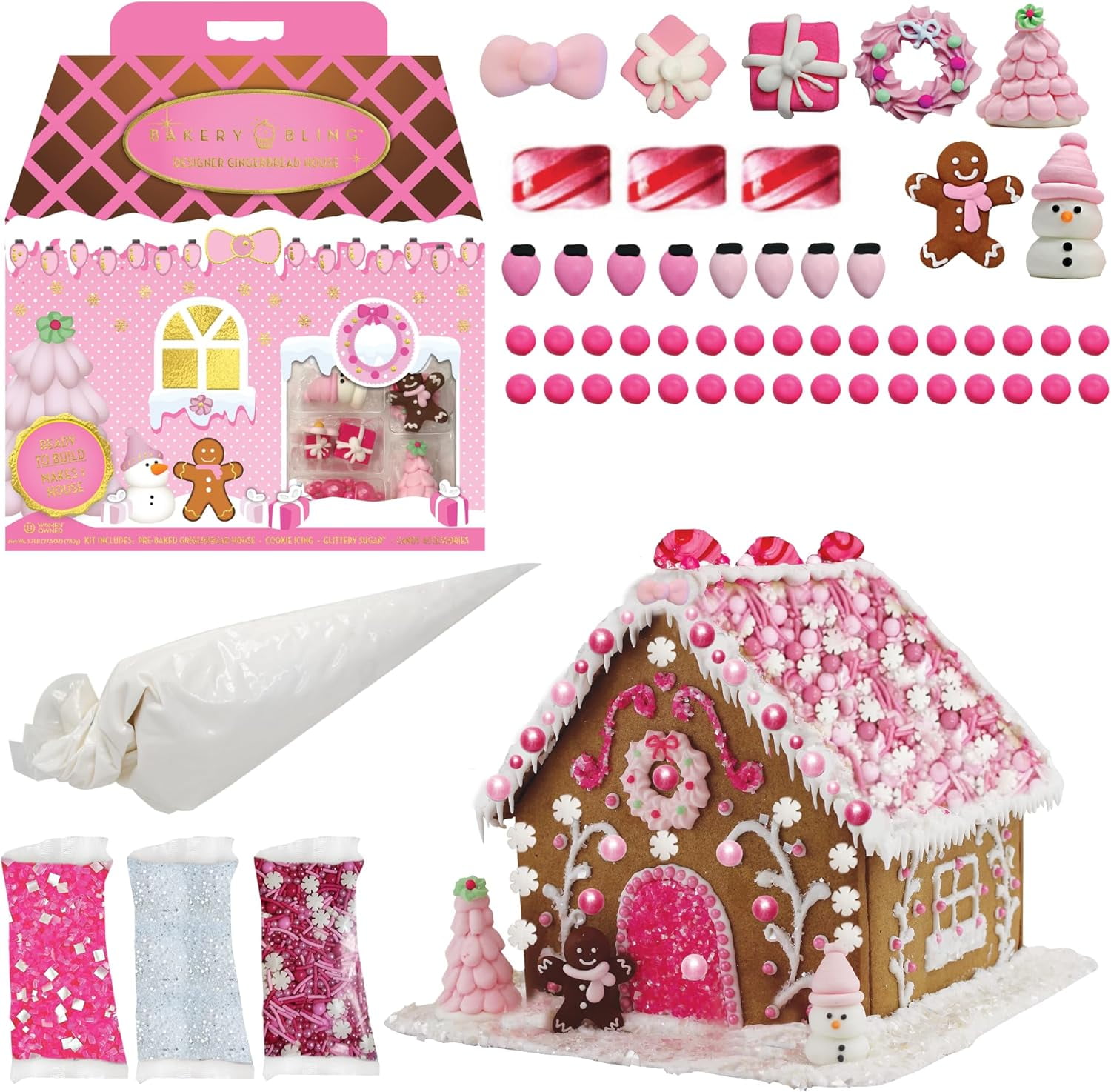 Glittery Pink Dreamland Insta-House™ Kit - Pre-Baked Gingerbread, Quick ...