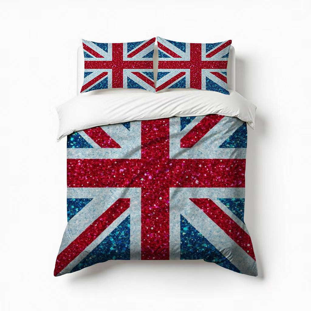 Glittery Union Jack Flag Bedding Set 3 Pcs Soft Microfiber Quilt Cover ...