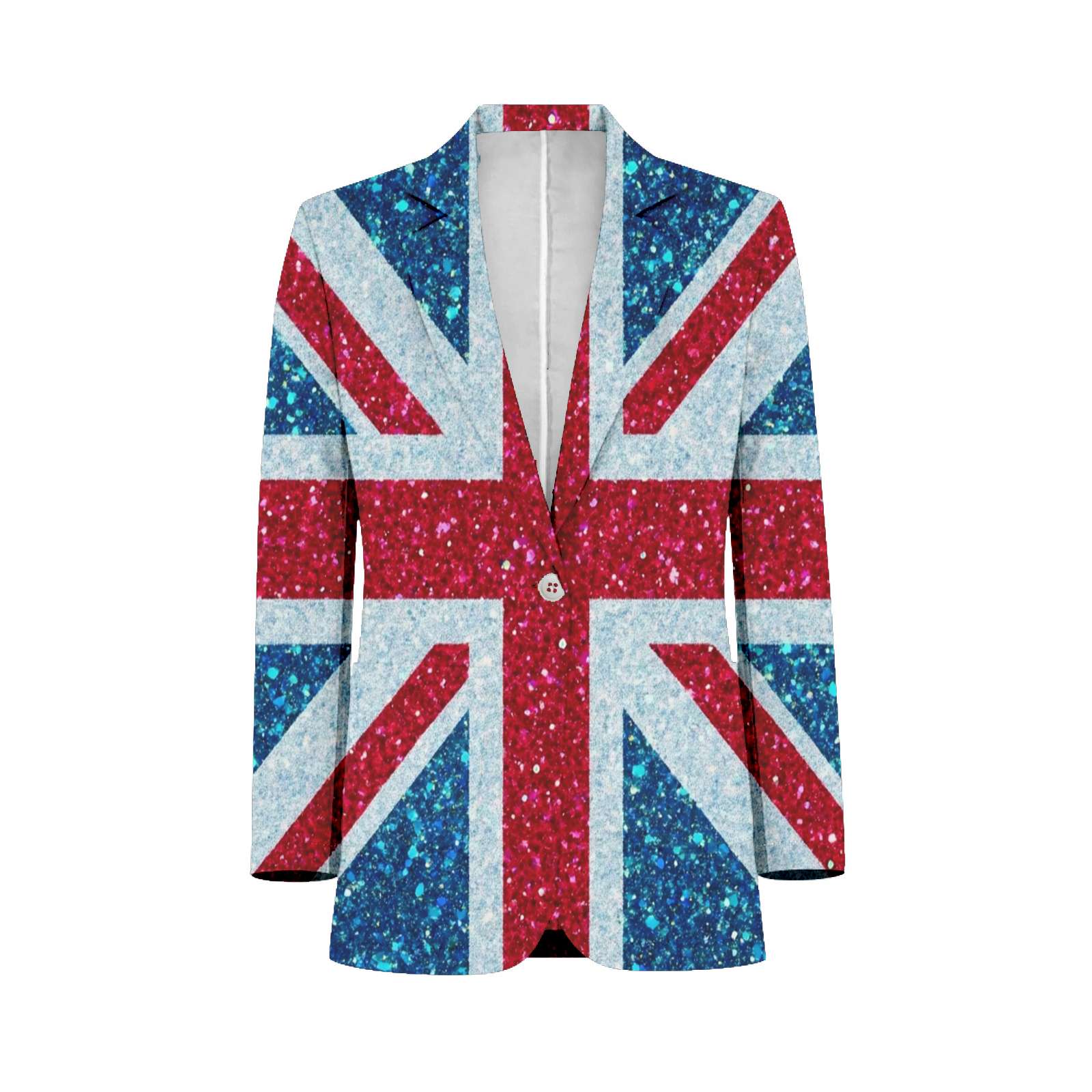 Glittery Union Jack Flag Mens Suits Shawl Collar Slim Fit Suit Mens ...