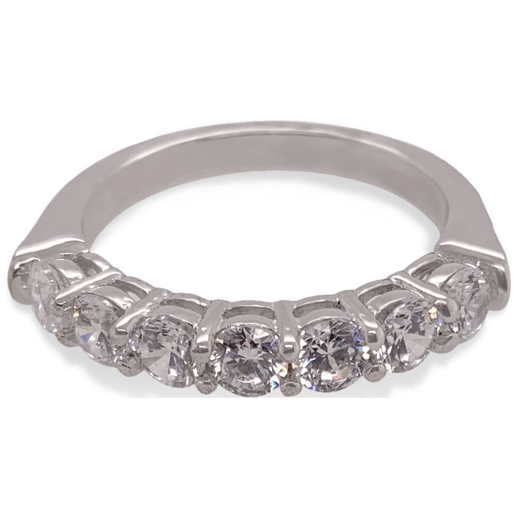 Glitz Design Seven Stone White Rhodium Finish Ring - Walmart.com